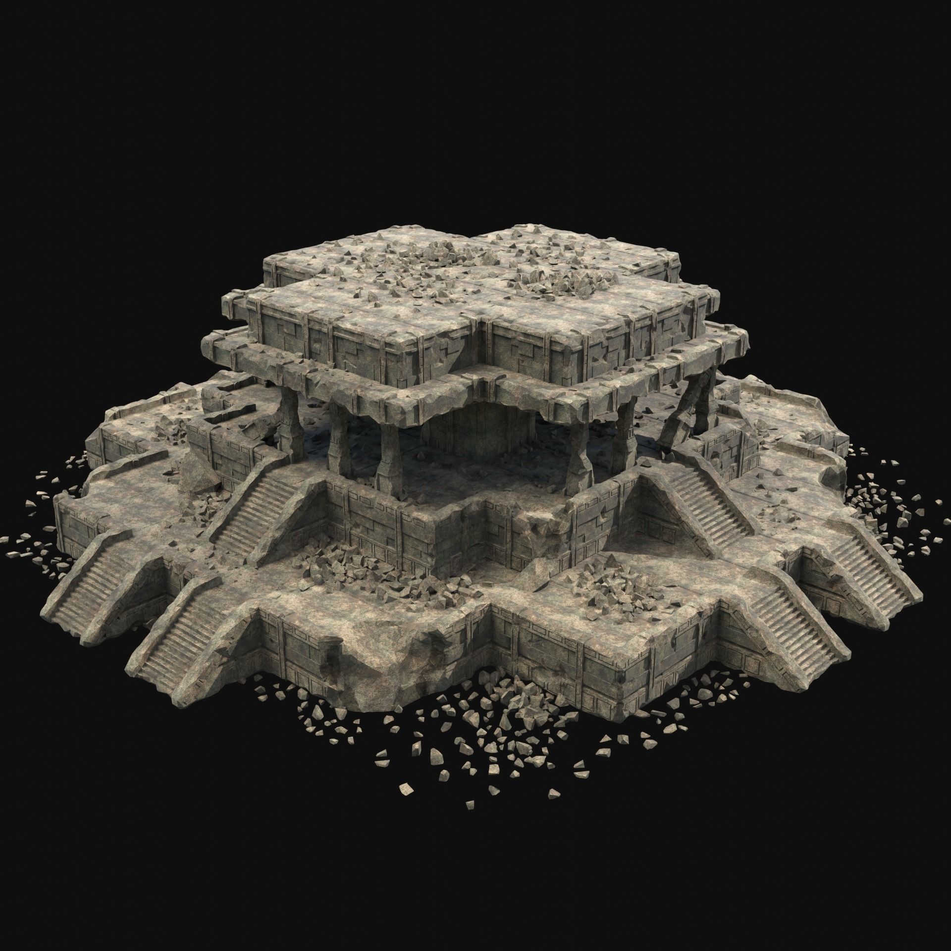 3D model ANCIENT TEMPLE RUINS AZTEC MAYAN INCA PLATFORM RUIN COLLECTION ...
