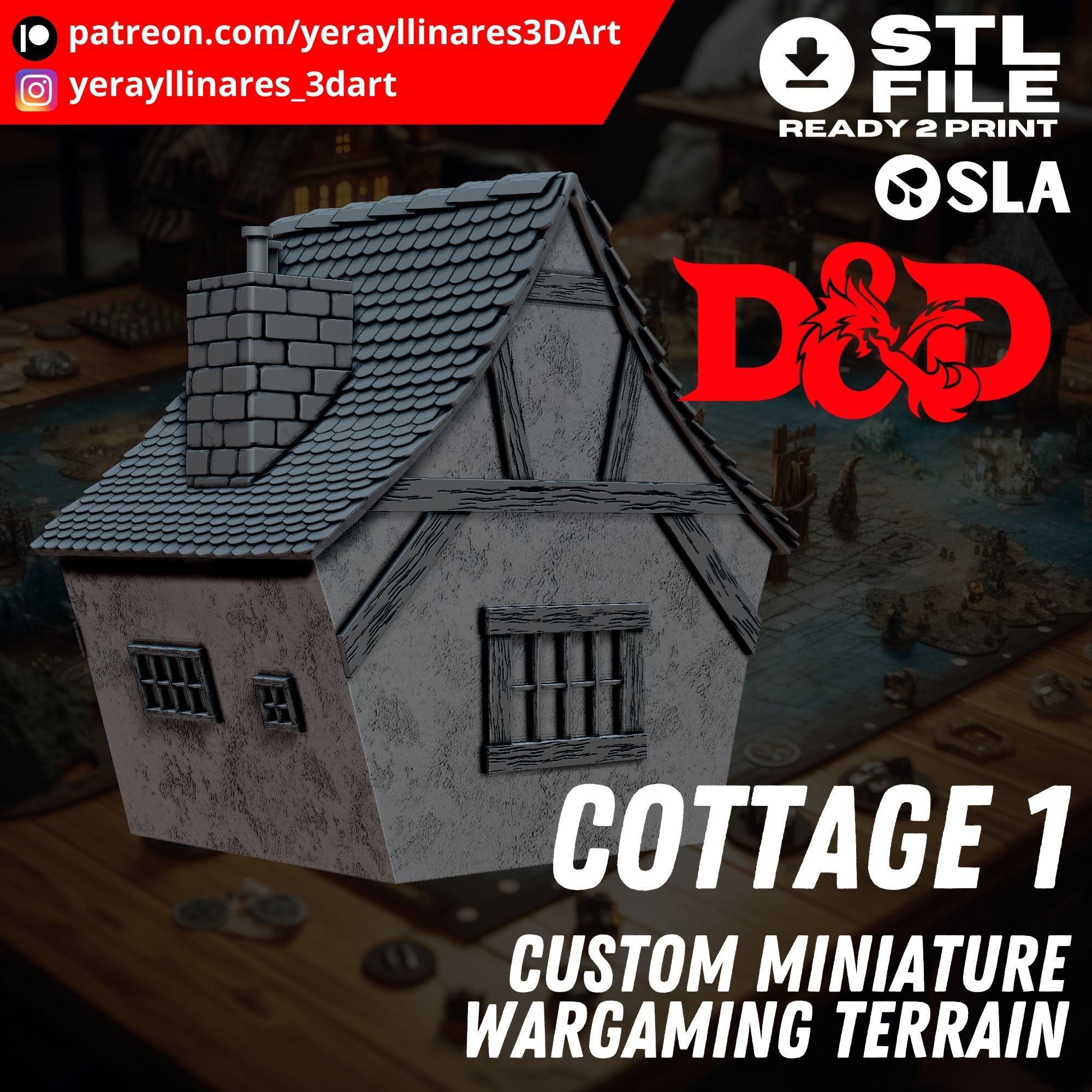 Cottage 1 - Wargaming Terrain 3D model 3D printable | CGTrader