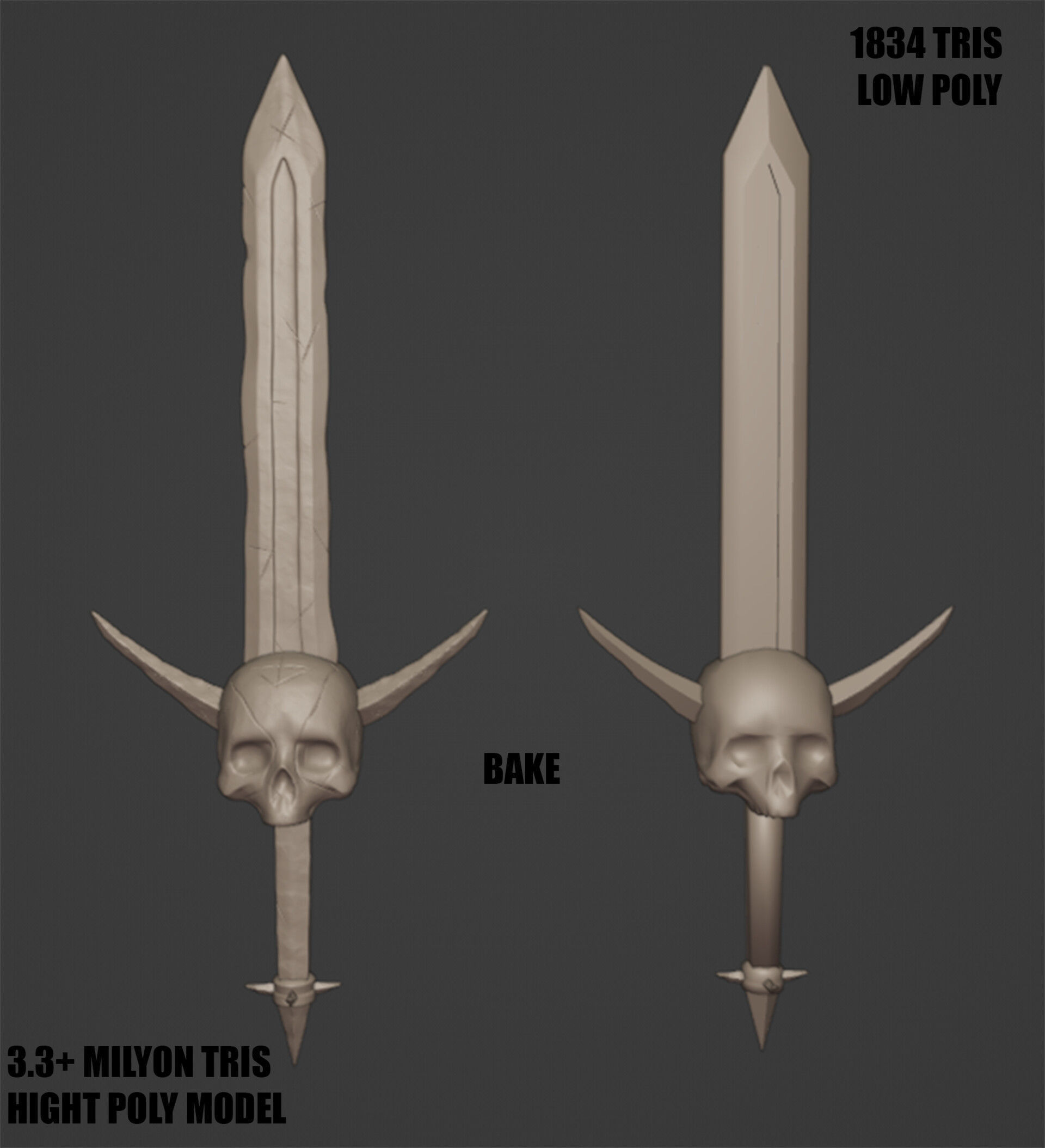 Low Poly Skeleton Sword - FOR FREE free VR / AR / low-poly 3D model ...