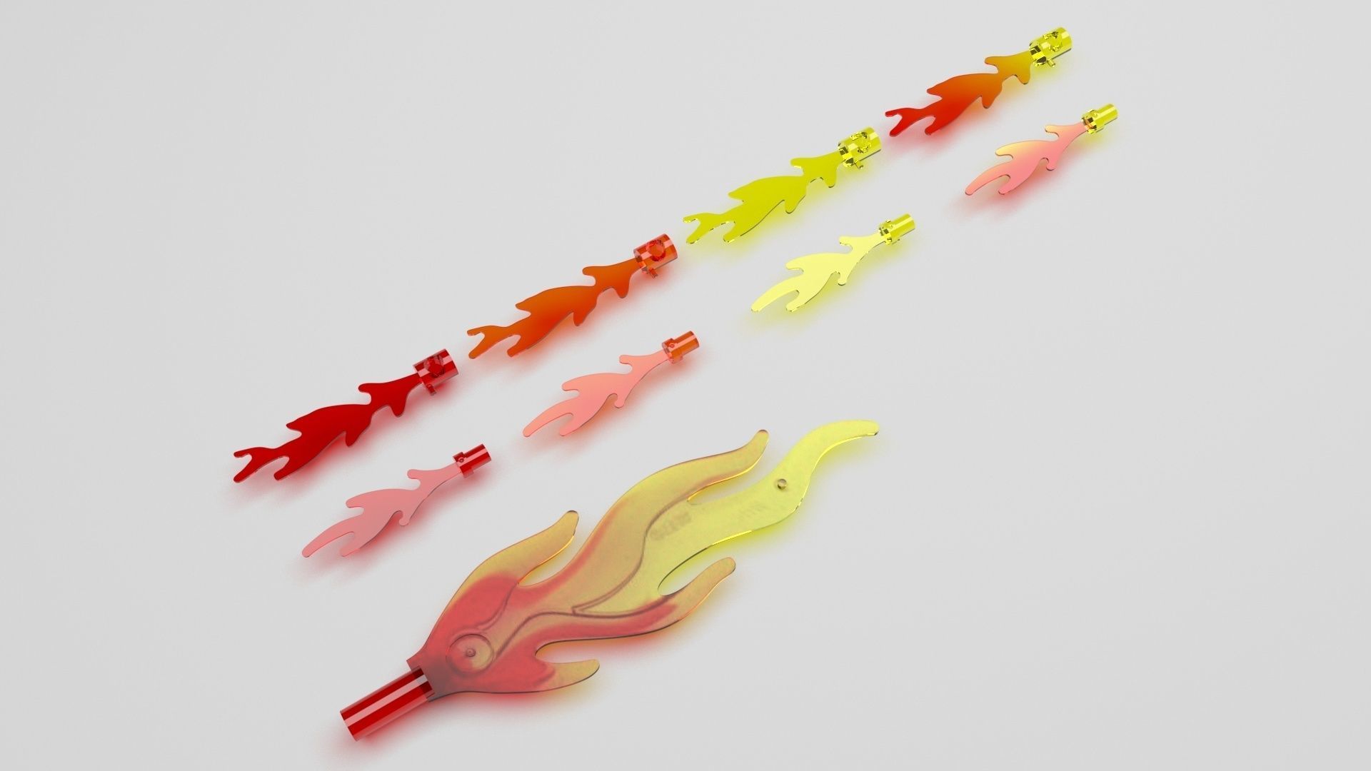 Lego Flames Set 3D model | CGTrader