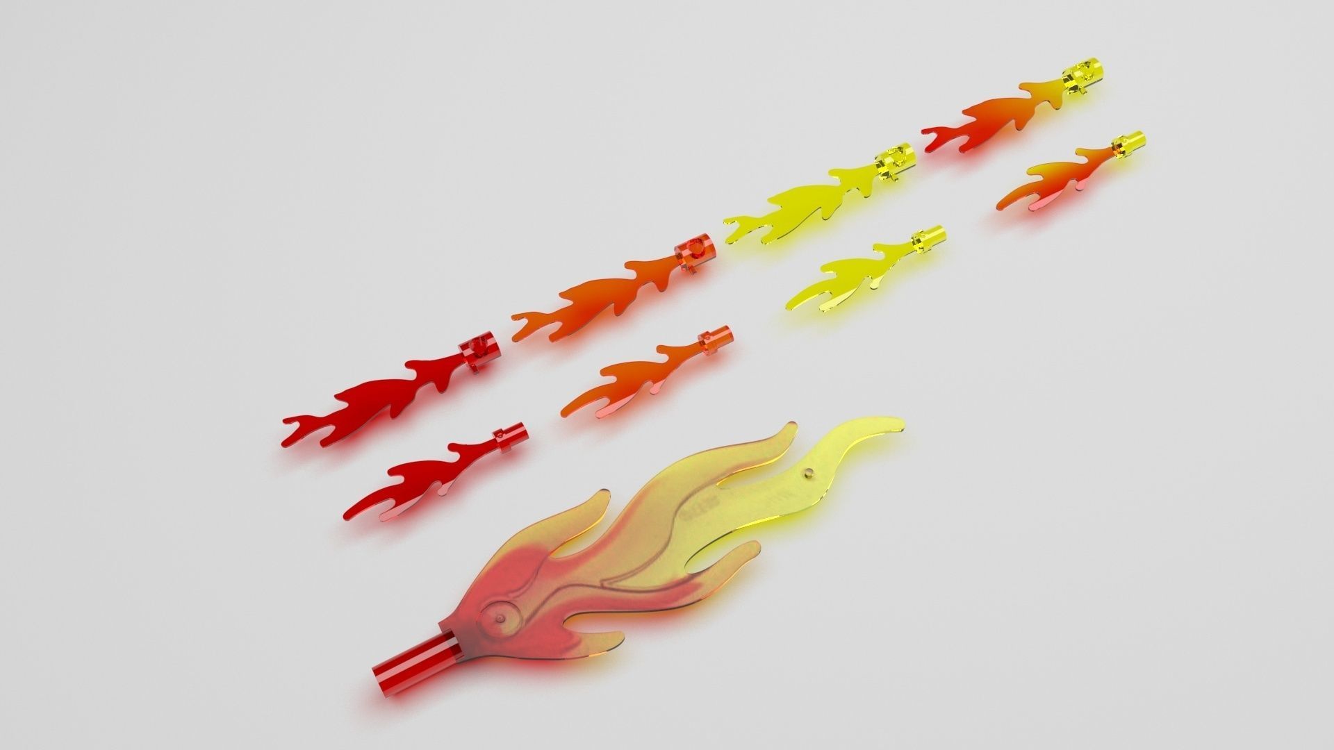 Lego Flames Set 3D model | CGTrader