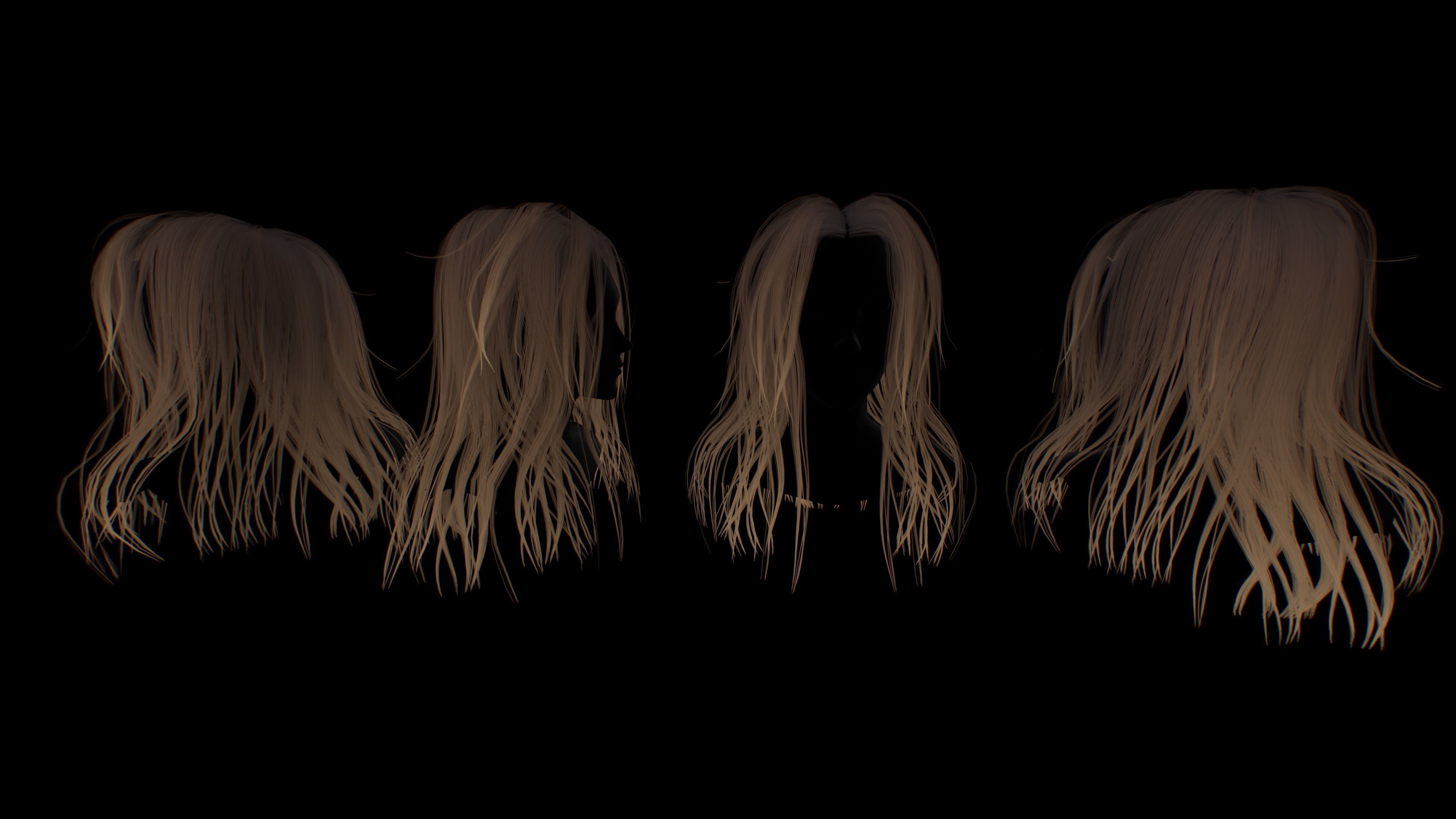 3D model Low-Poly long wavy hair VR / AR / low-poly | CGTrader