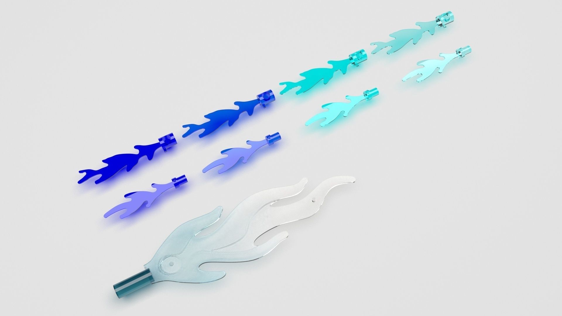 Lego Water Pieces Set 3D model | CGTrader