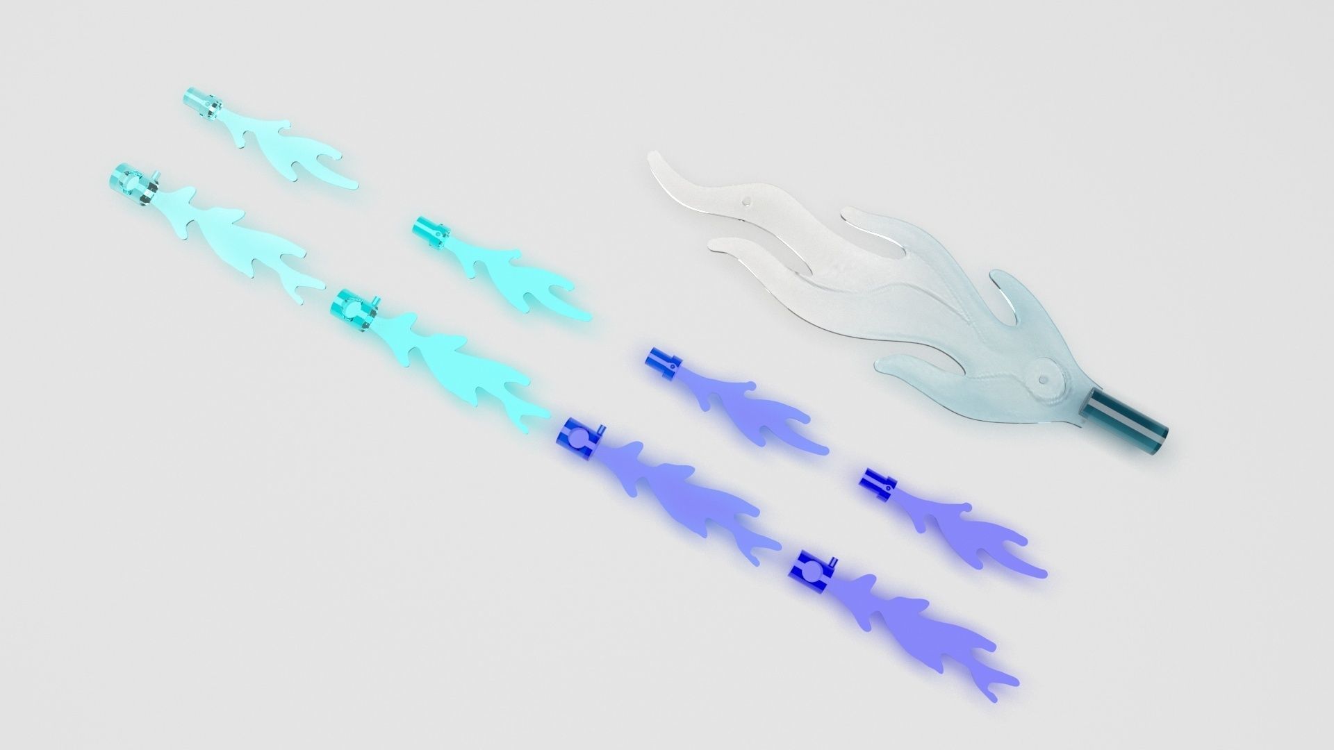 Lego Water Pieces Set 3D model | CGTrader