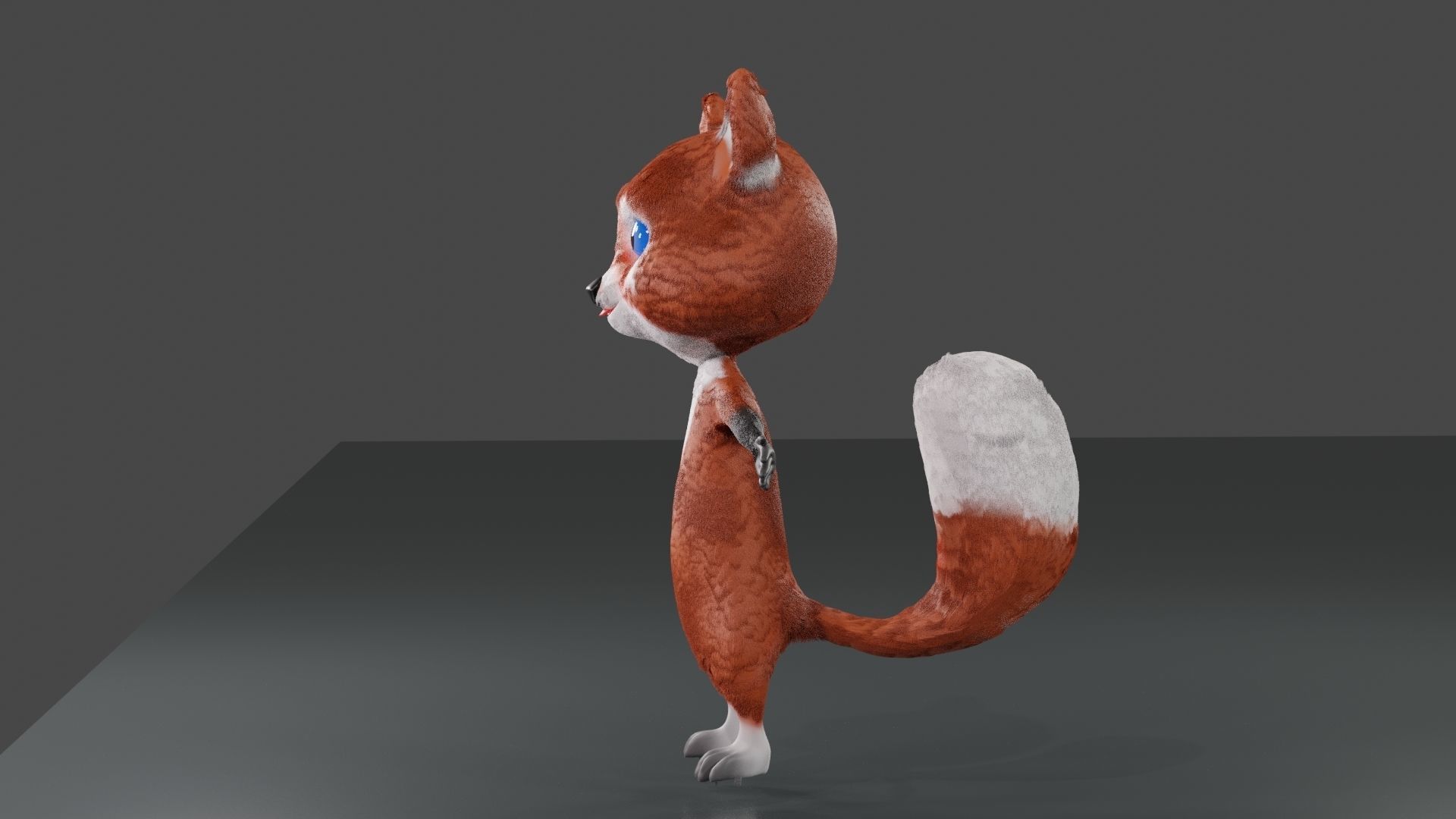 Cute furry cartoon fox 3D 3D model | CGTrader