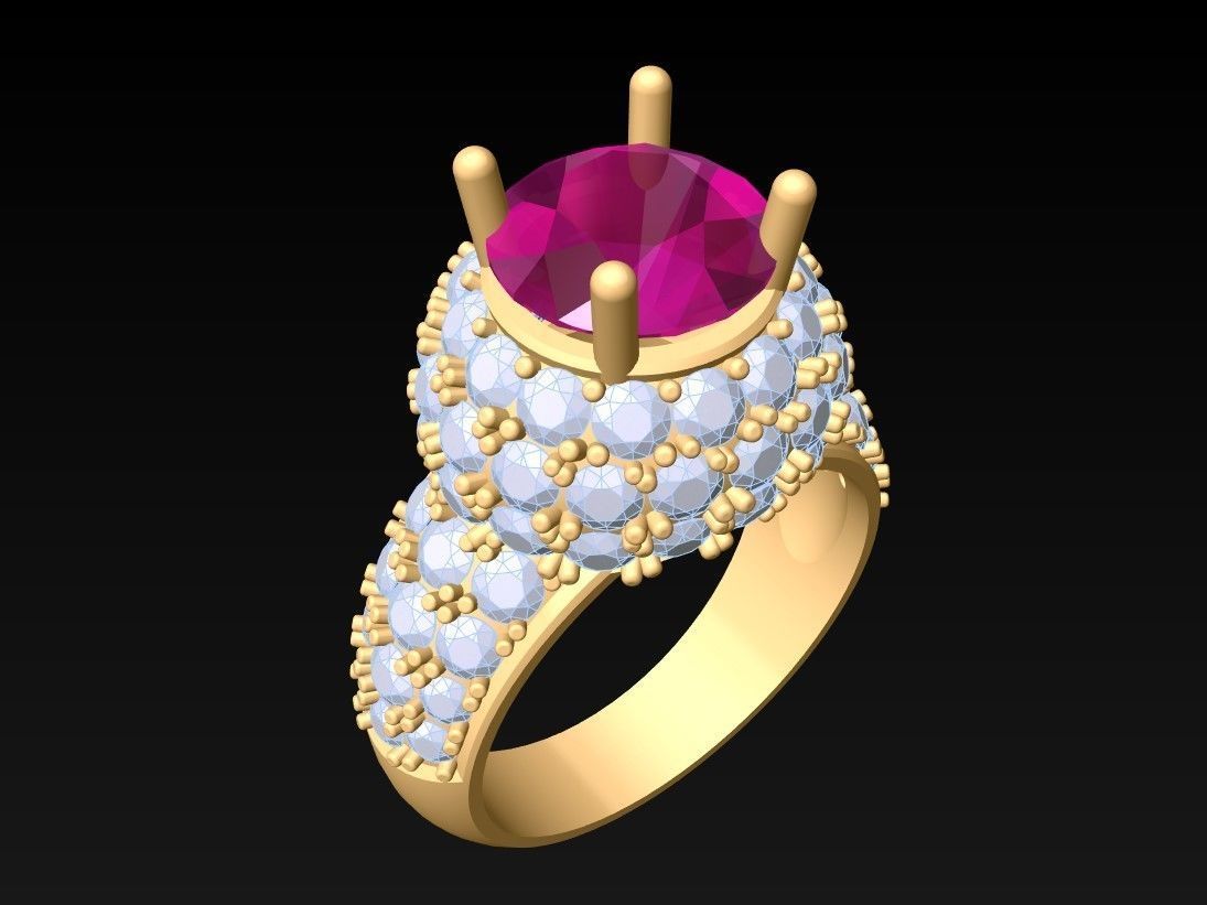 Diamond Ring - Womens Rings - N3970 3D model 3D printable | CGTrader