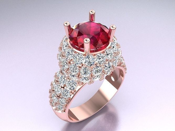 Diamond Ring - Womens Rings - N3970 3D model 3D printable | CGTrader