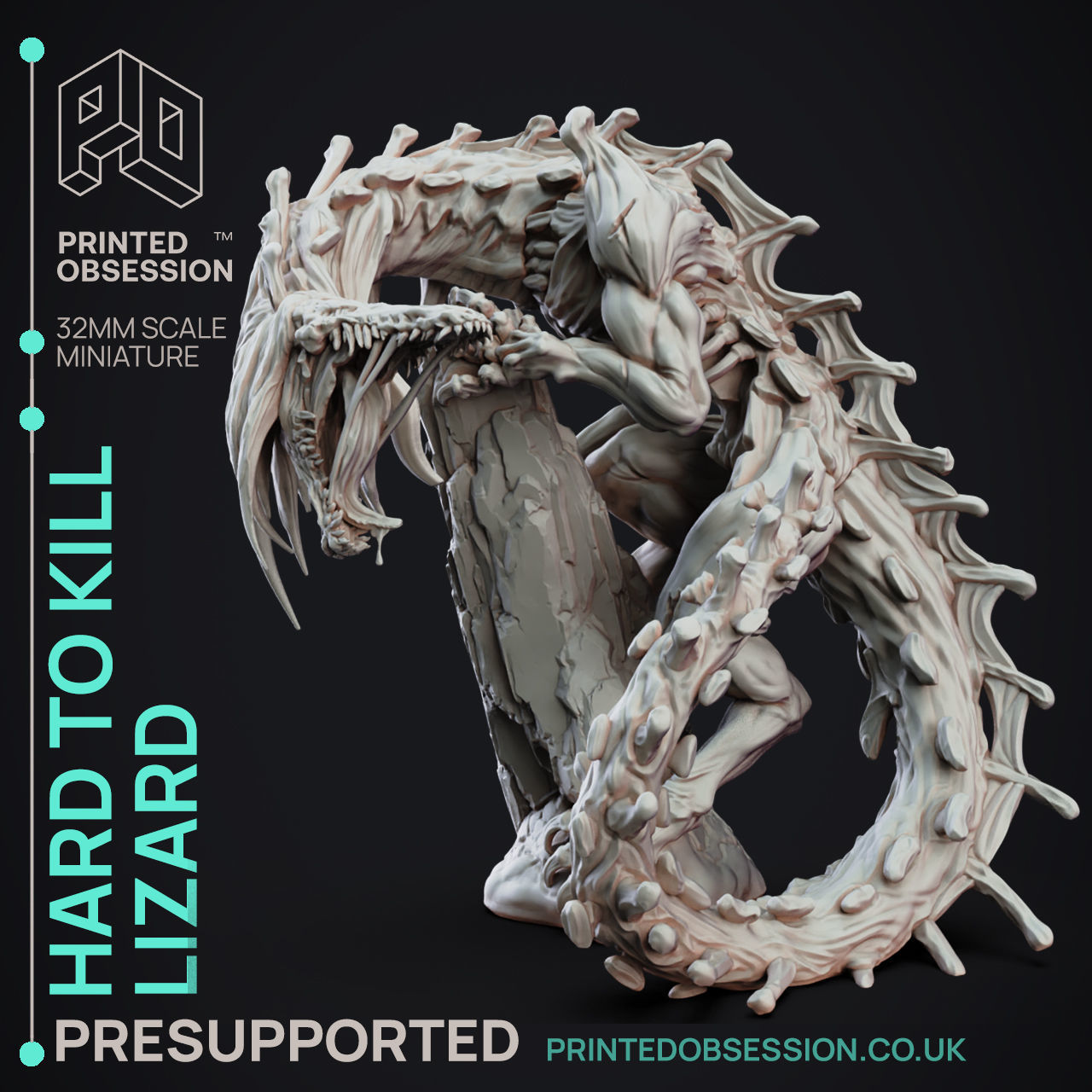 Hard to Kill Lizard - 3D Printable TTRPG - PRESUPPORTED - 32mm 3D model 3D printable | CGTrader