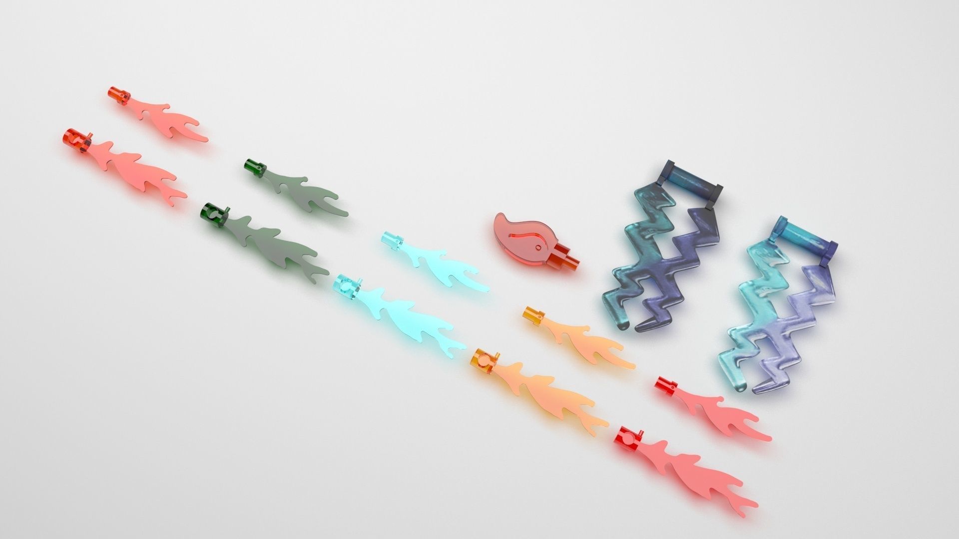 Colored Lego Flames Set 3D model | CGTrader