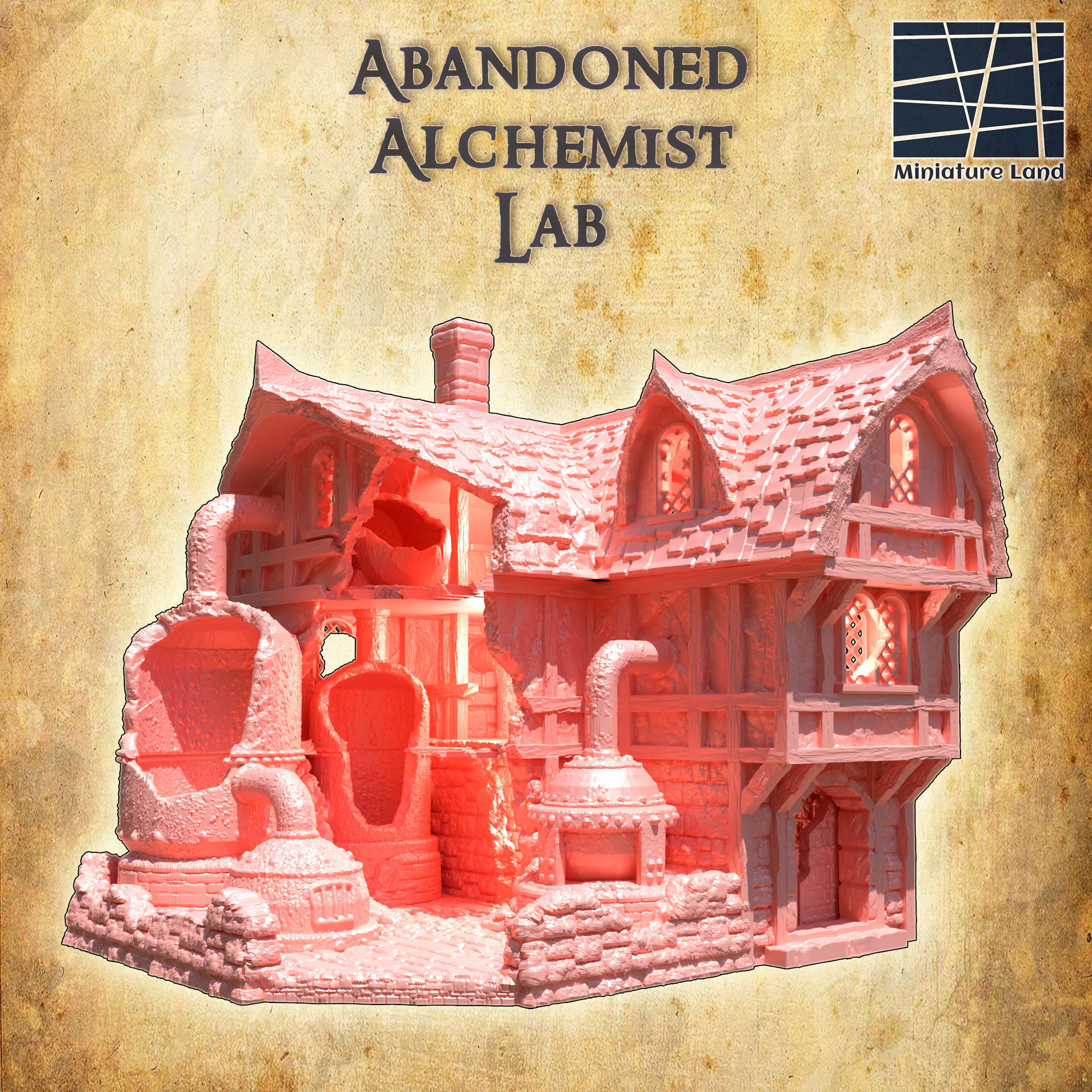 Abandoned Alchemist Lab Tabletop Terrain 28 mm 3D model 3D printable ...