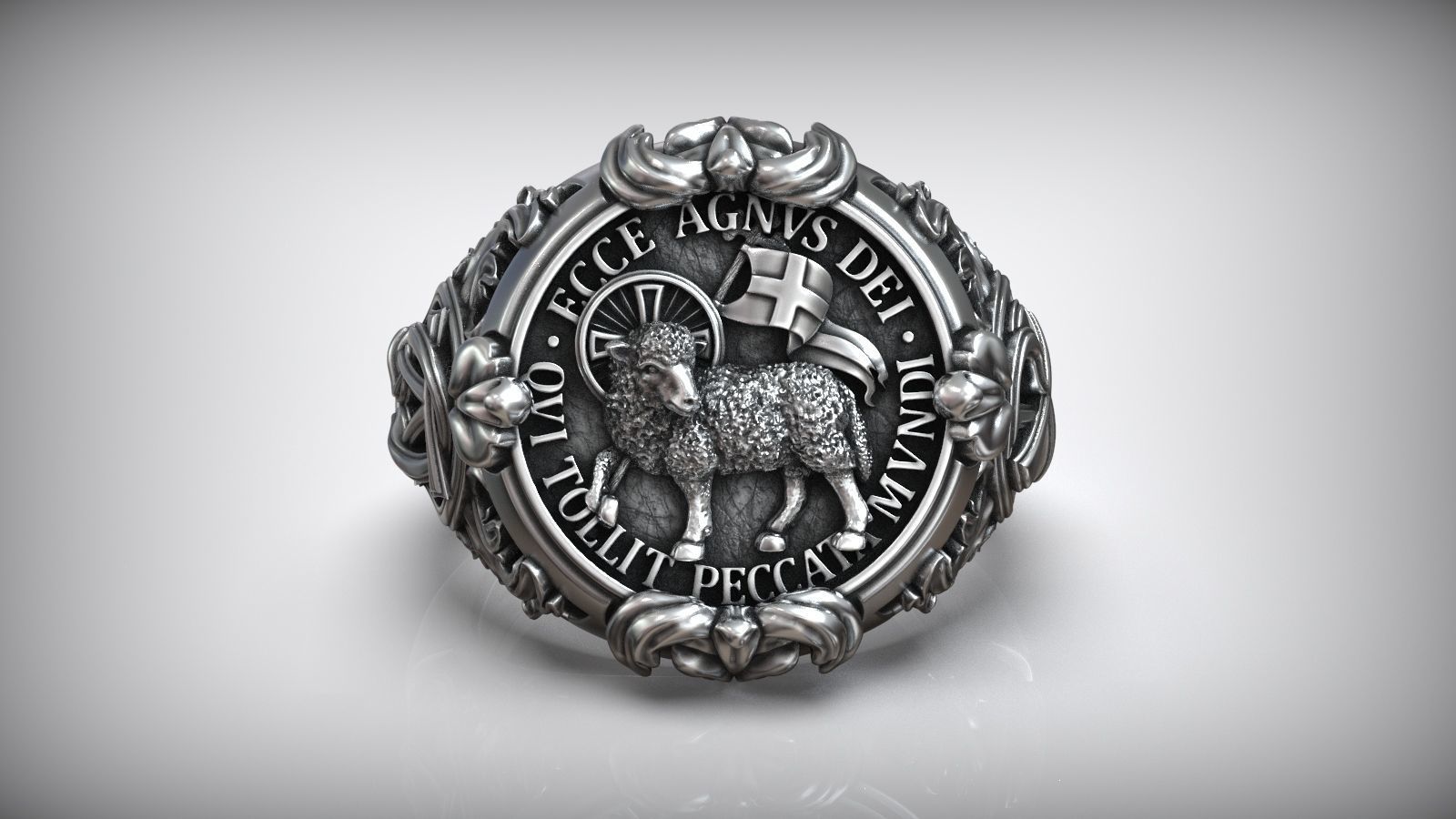 Lamb of God Agnus Dei Christian Jesus Christ Ring 3D model 3D printable ...