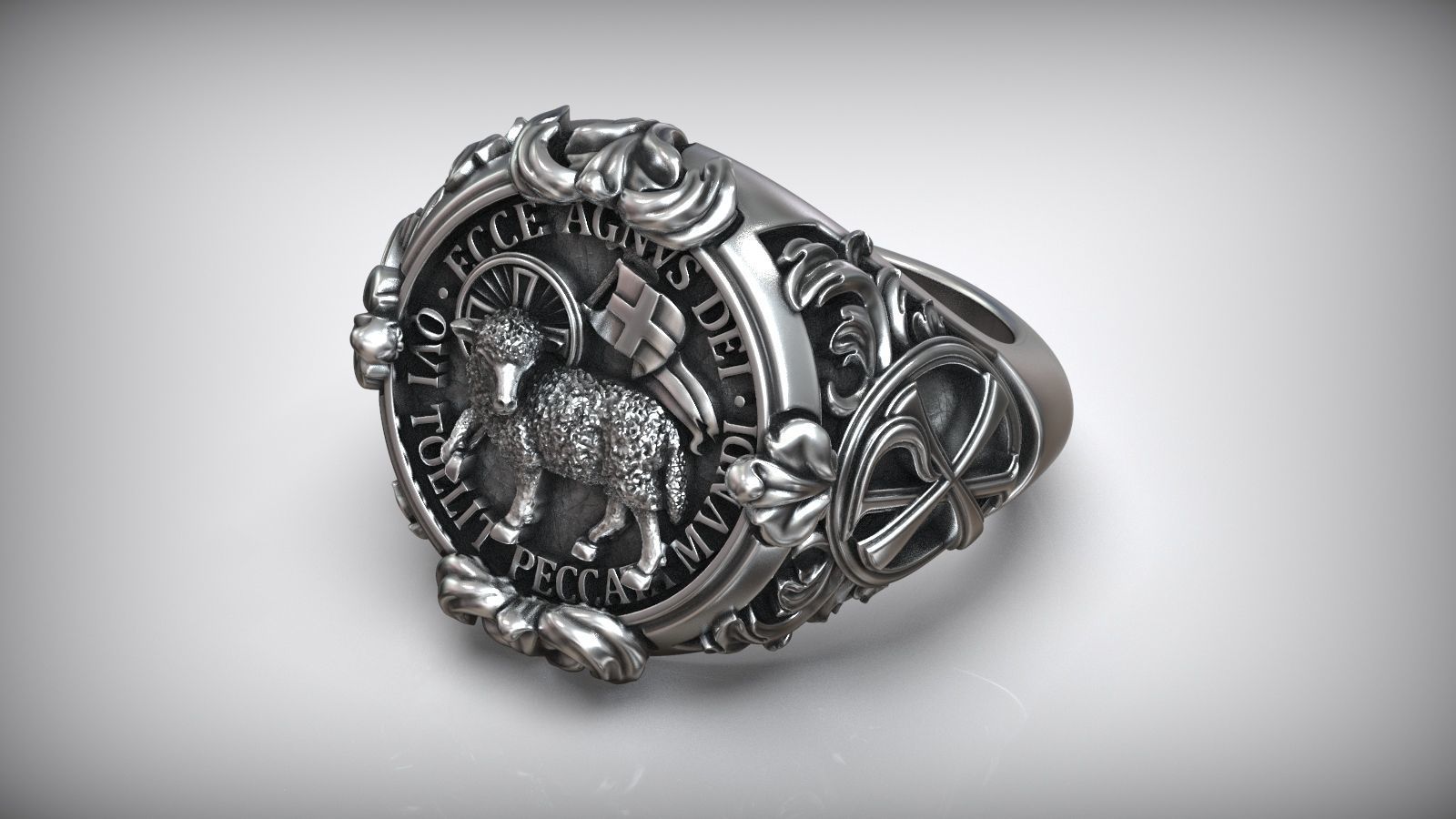 Lamb of God Agnus Dei Christian Jesus Christ Ring 3D model 3D printable ...