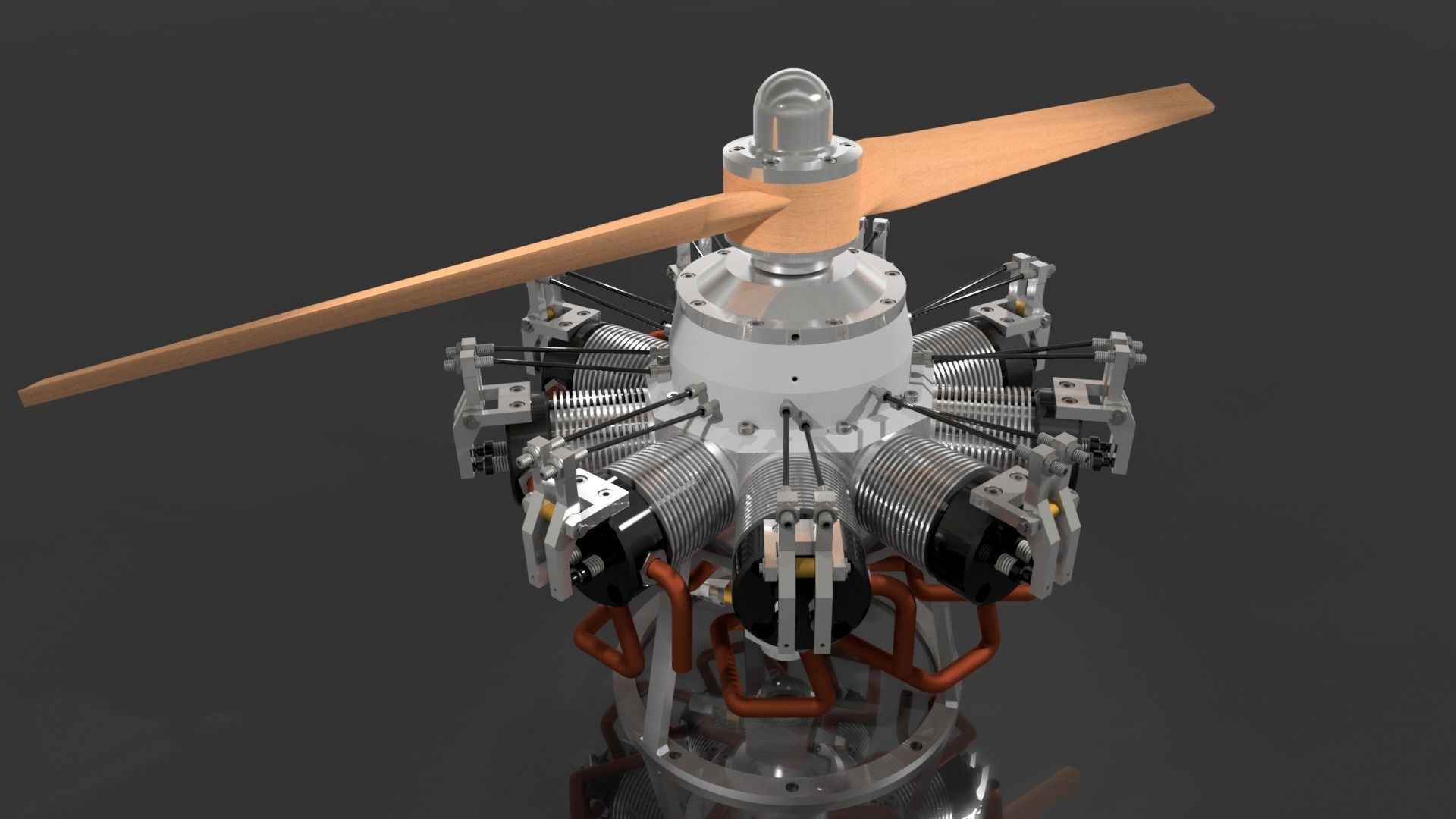RADIAL NINE CYLINDER ENGINE 1978 3D model | CGTrader