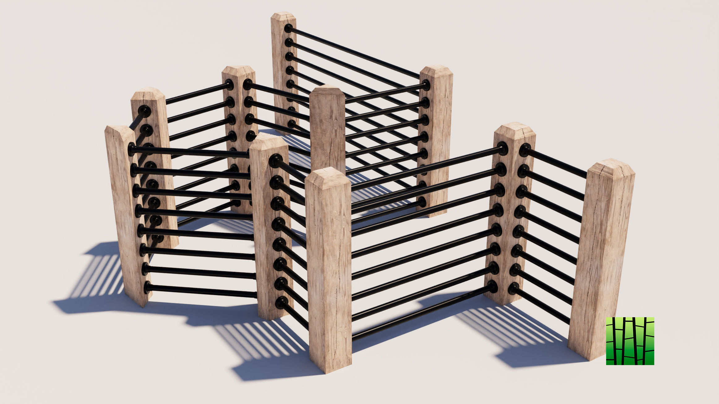 3D model Wood Railings RailClone VR / AR / low-poly | CGTrader