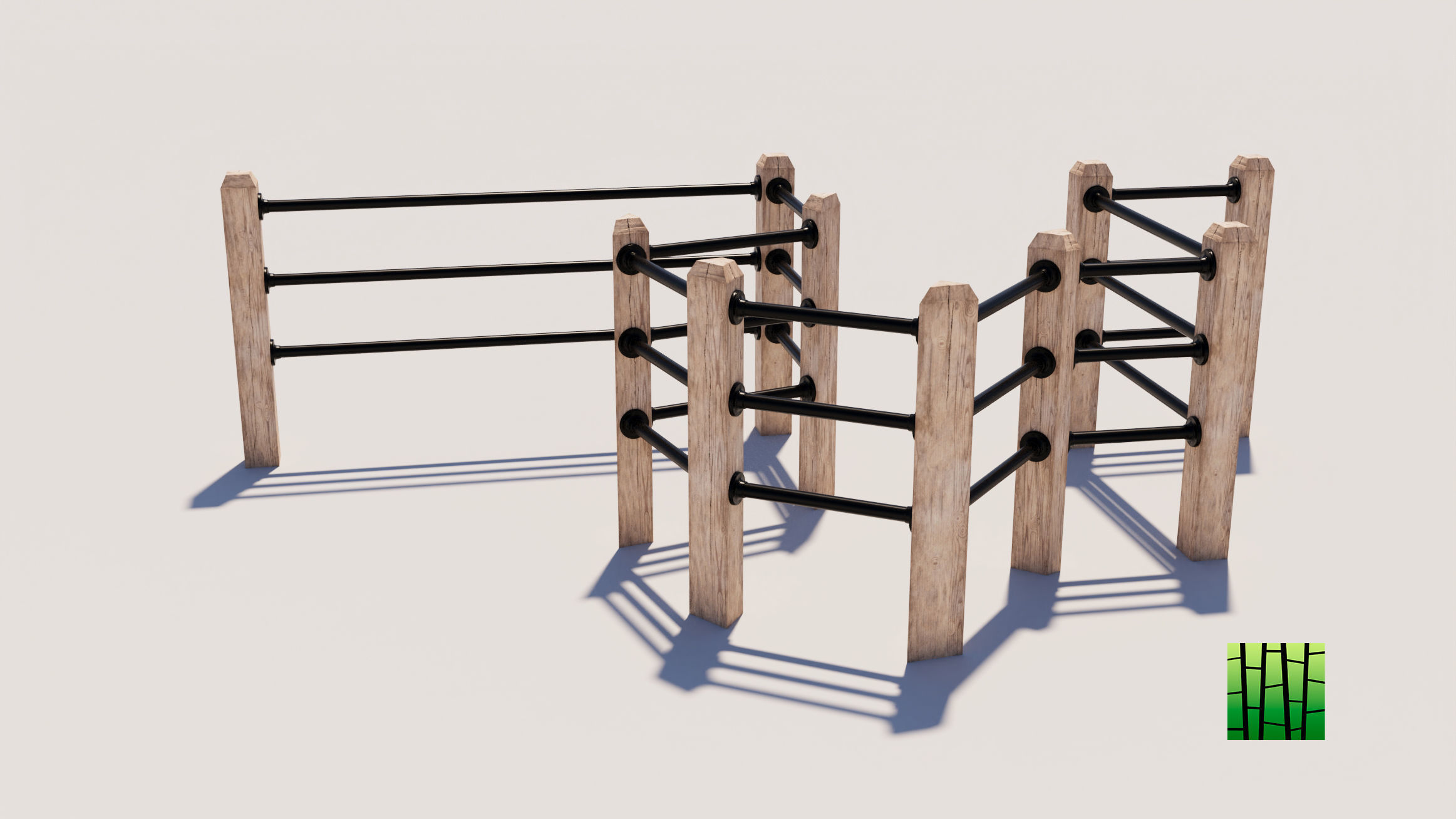 3D model Wood Railings RailClone VR / AR / low-poly | CGTrader