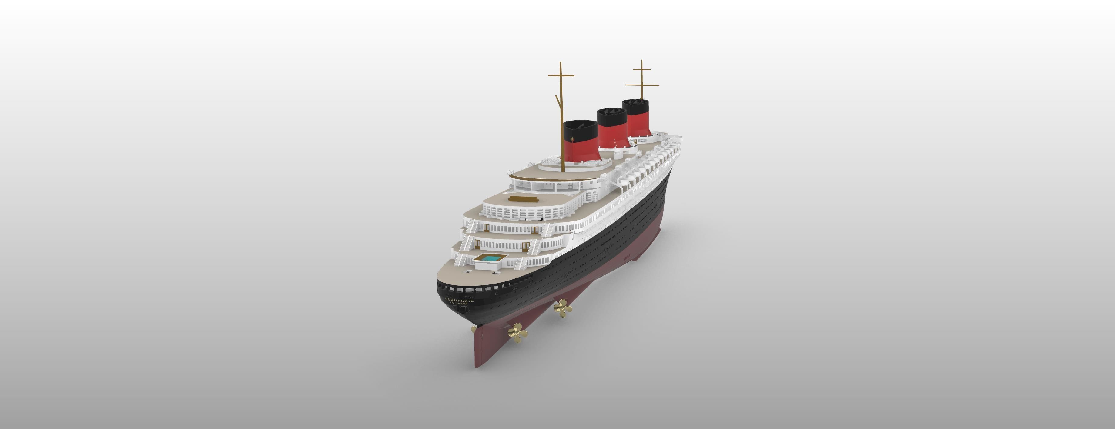 SS NORMANDIE ocean liner final 1939 season print ready model 3D model ...
