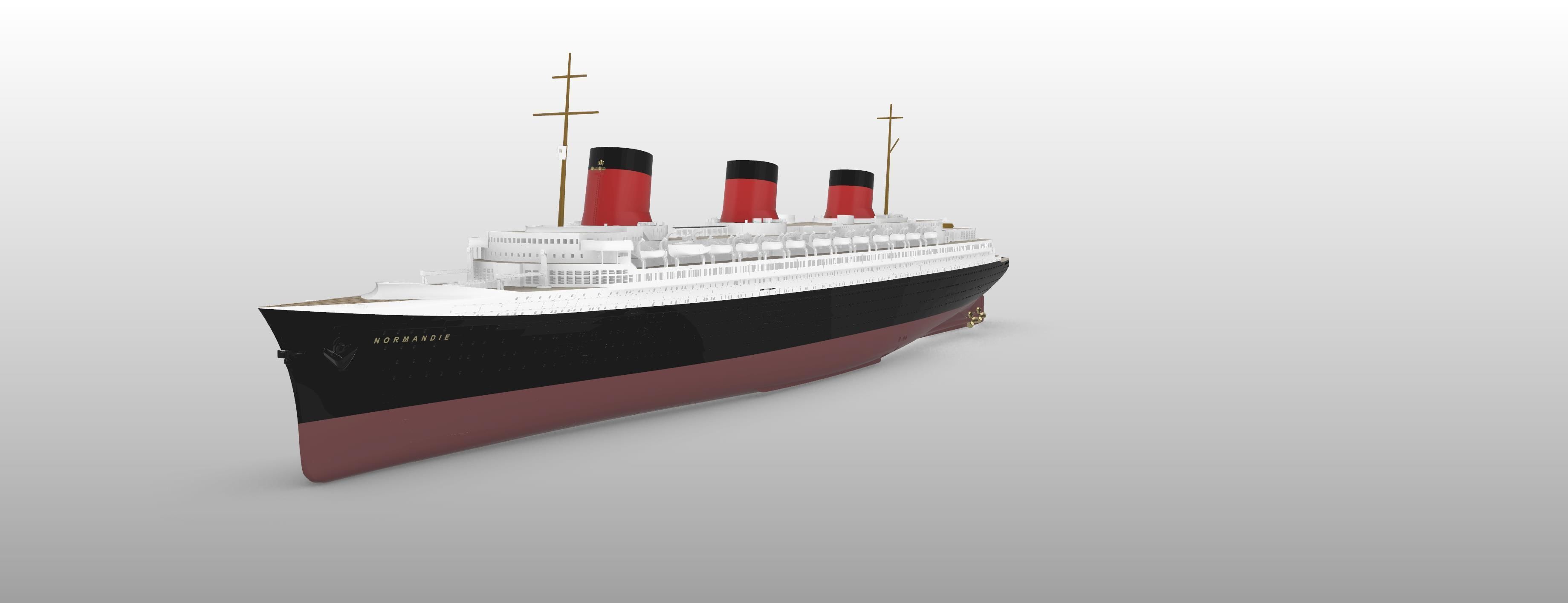 SS NORMANDIE ocean liner final 1939 season print ready model 3D model ...