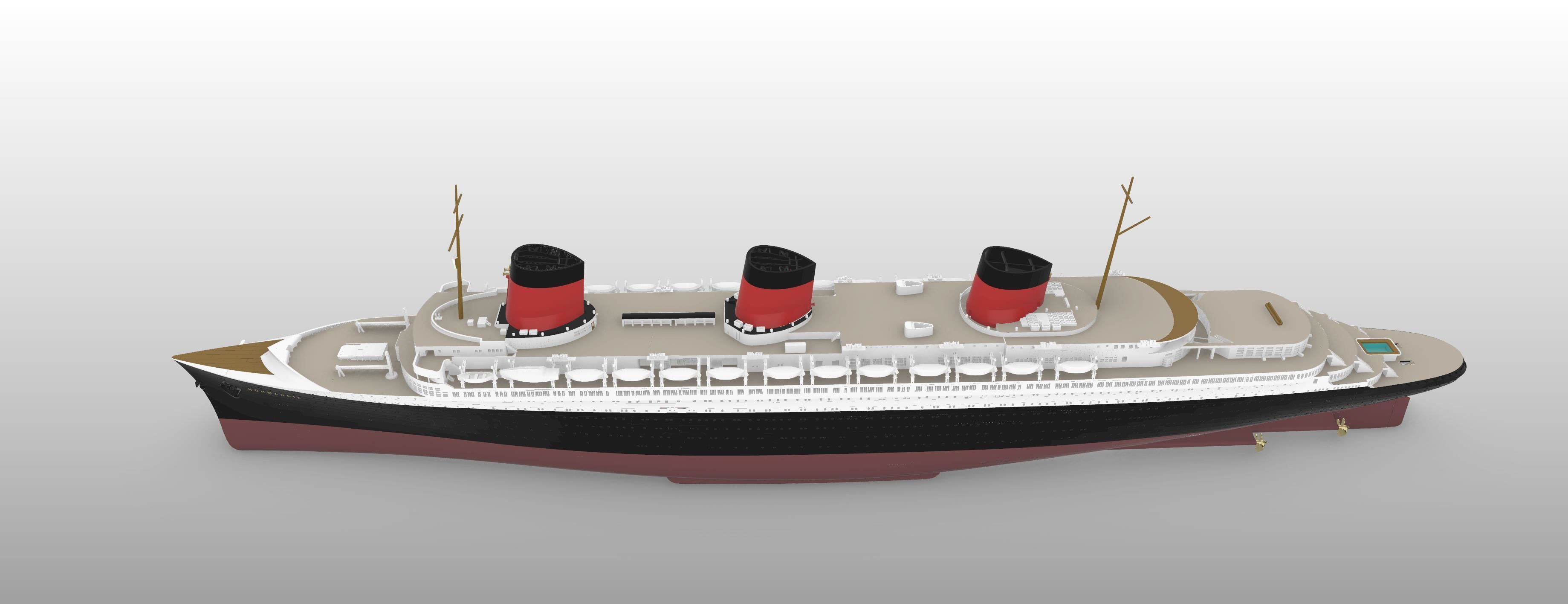 SS NORMANDIE ocean liner final 1939 season print ready model 3D model ...