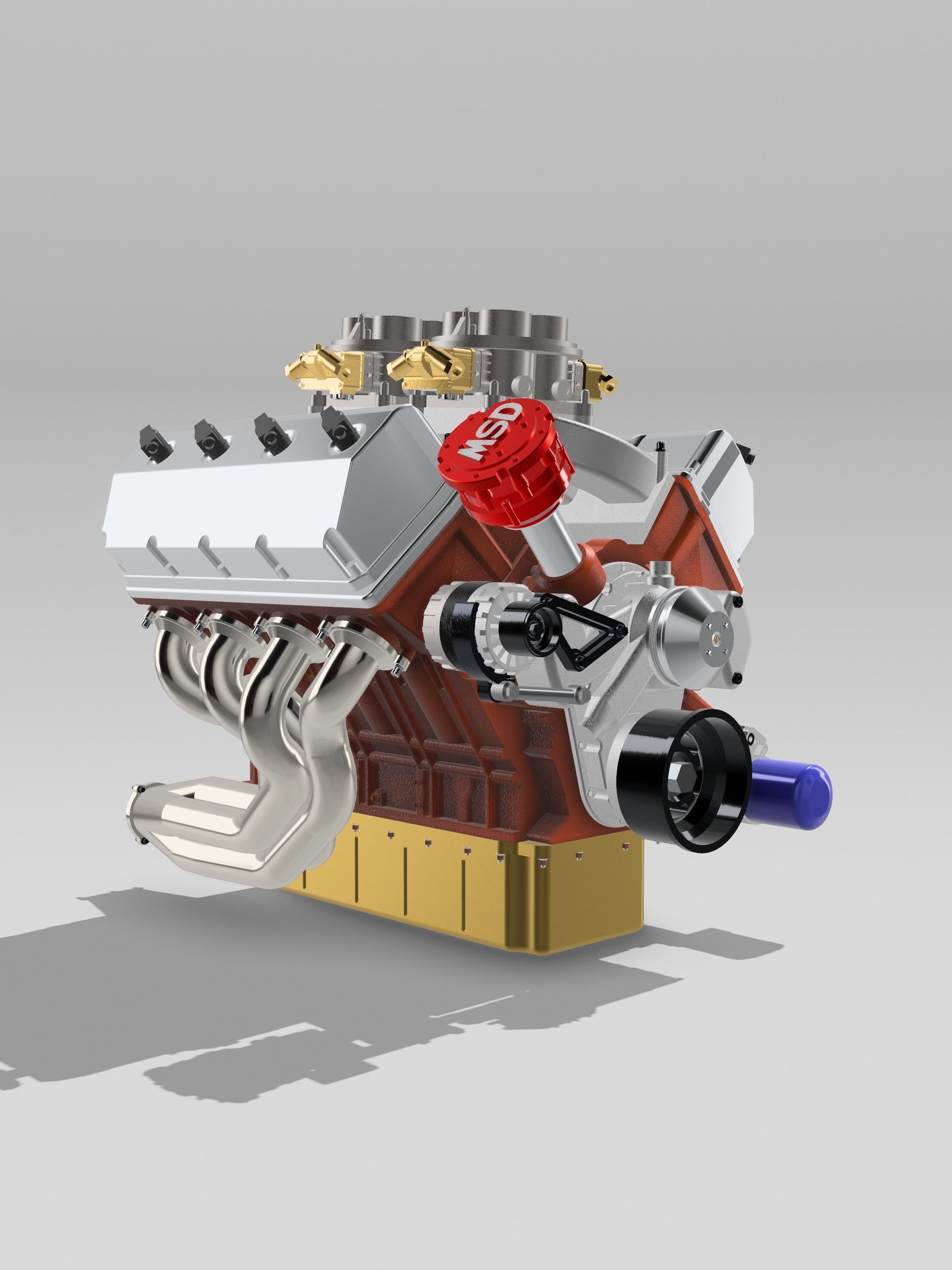 Vintage HEMI Twin Carb Street Engine 3D model 3D printable | CGTrader