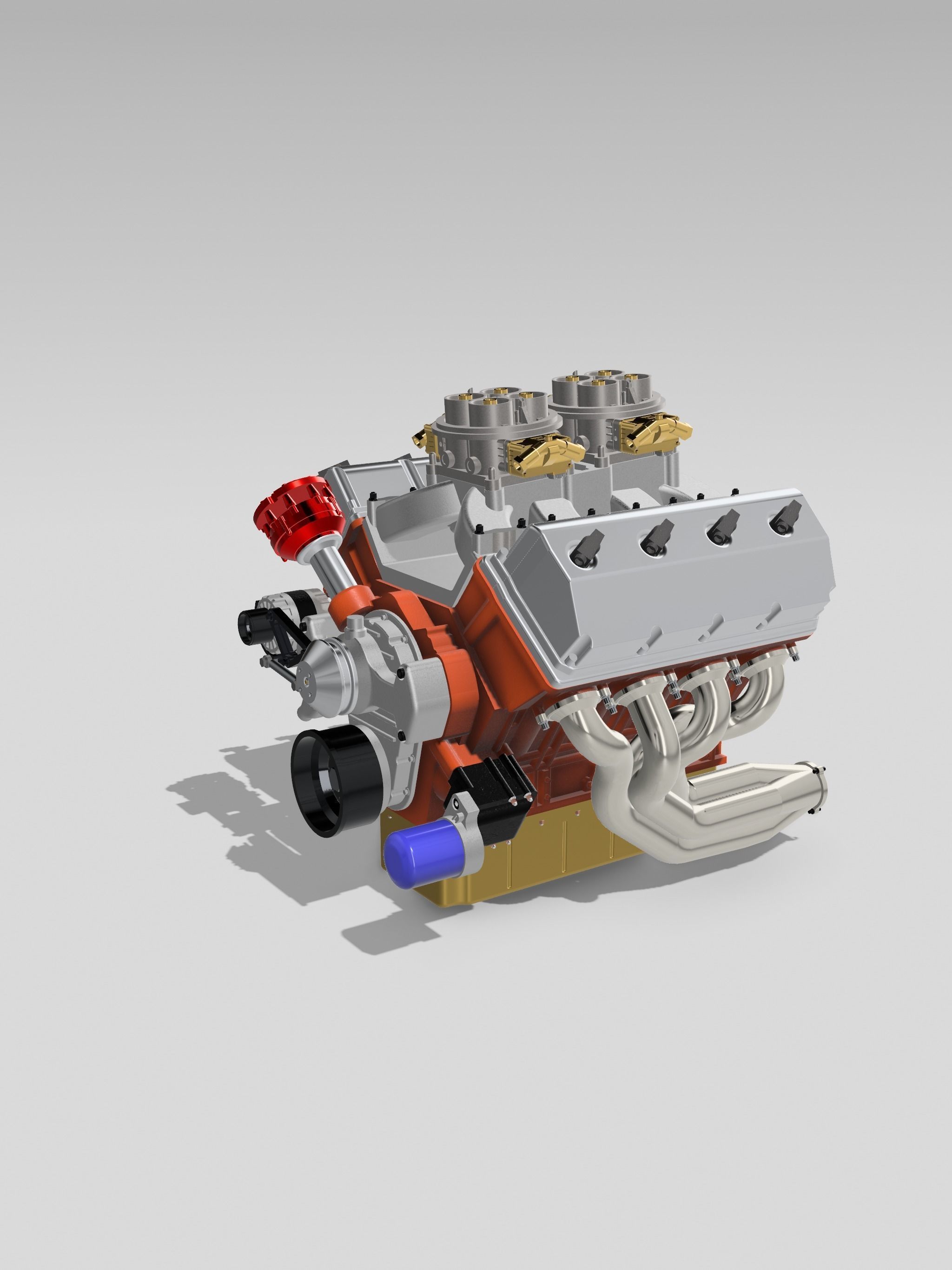 Vintage HEMI Twin Carb Street Engine 3D model 3D printable | CGTrader