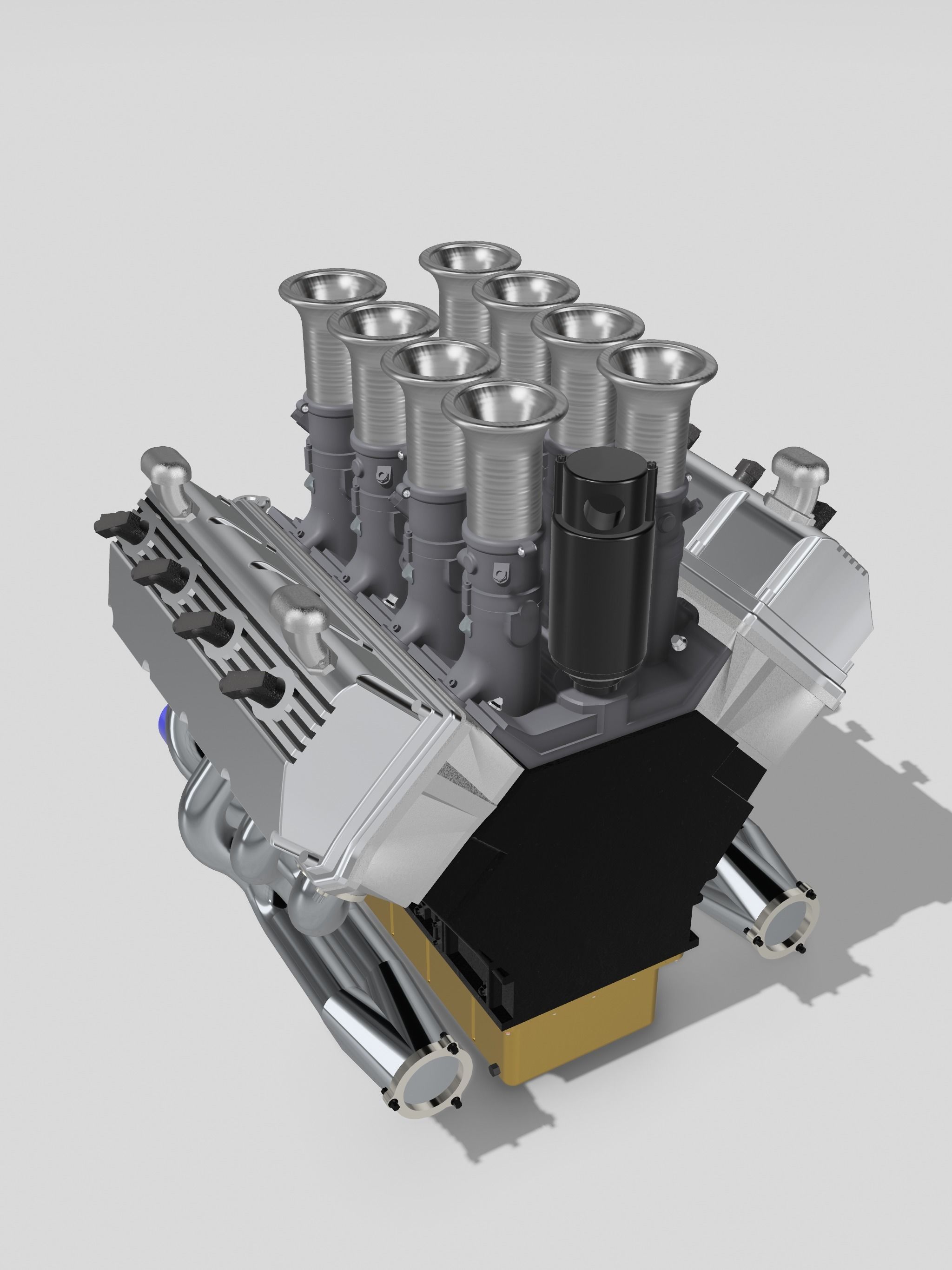 Vintage HEMI Hilborn Stacked Injection version Engine 3D model 3D ...