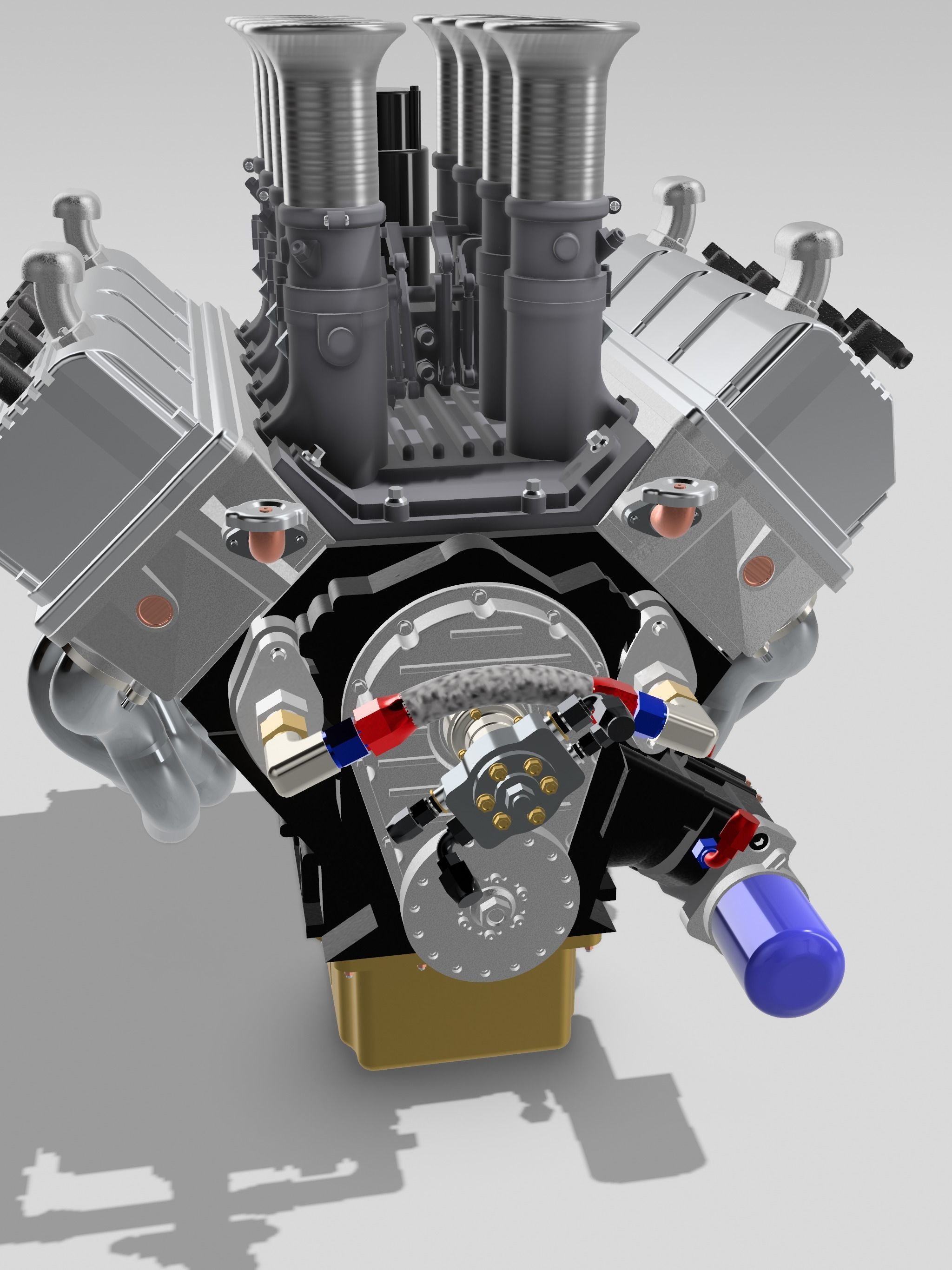 Vintage HEMI Hilborn Stacked Injection version Engine 3D model 3D ...