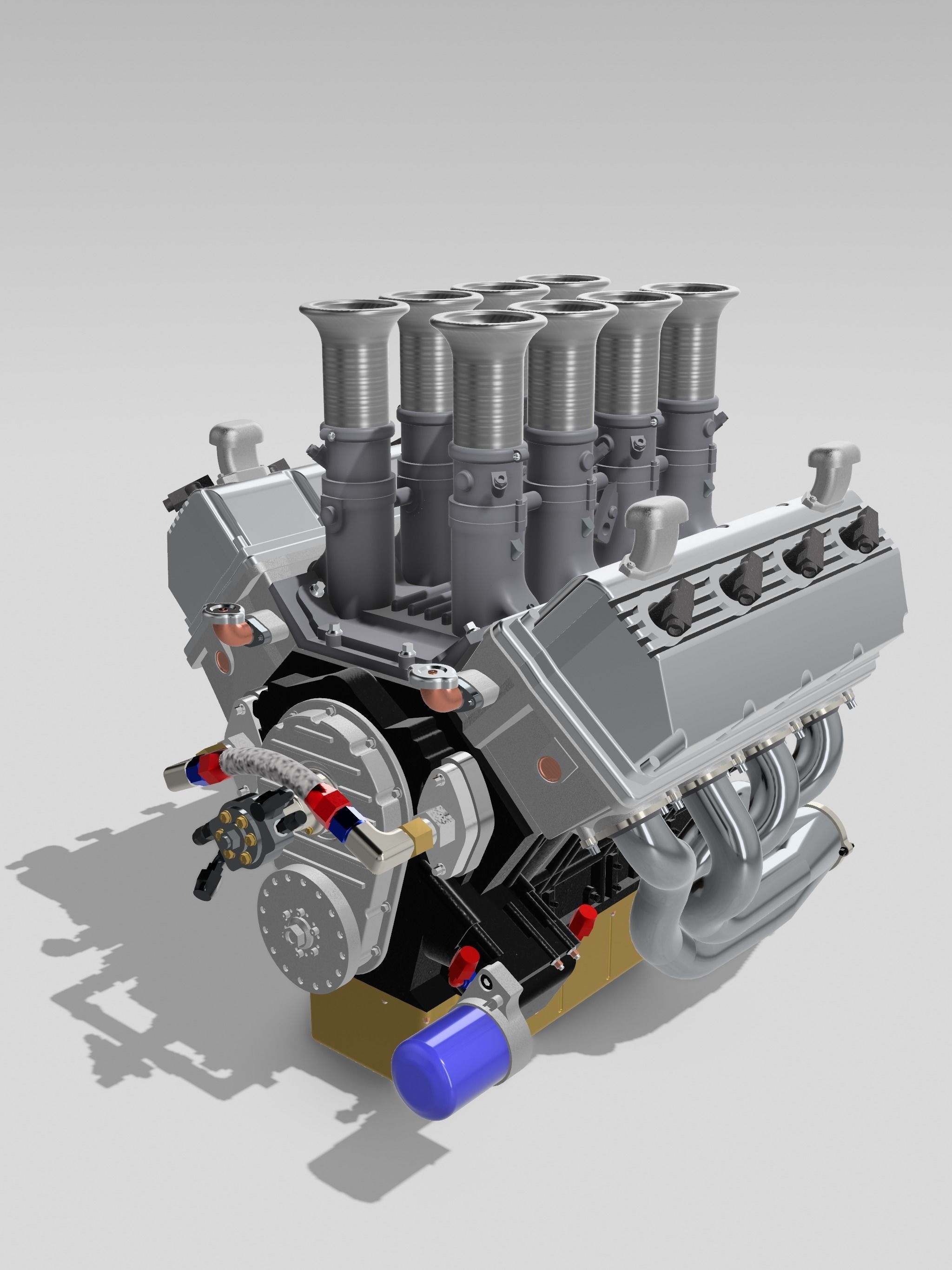 Vintage HEMI Hilborn Stacked Injection version Engine 3D model 3D ...