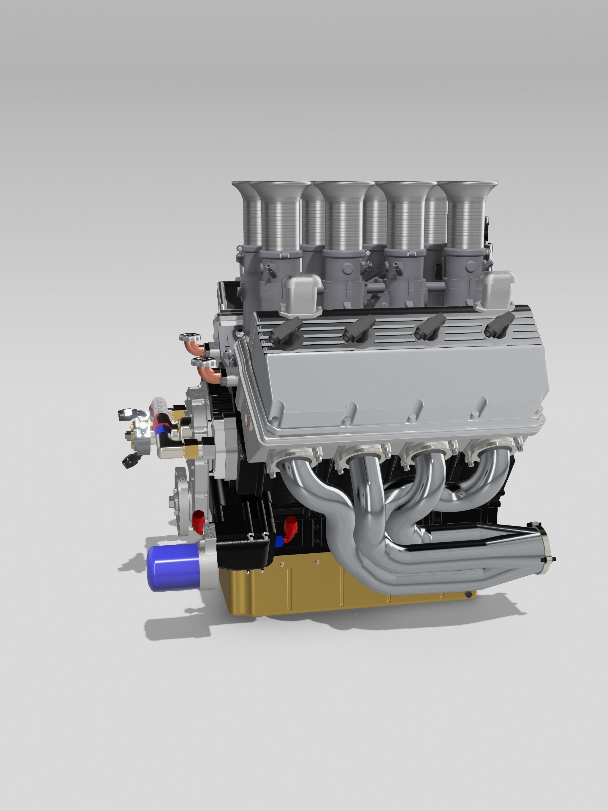 Vintage HEMI Hilborn Stacked Injection version Engine 3D model 3D ...