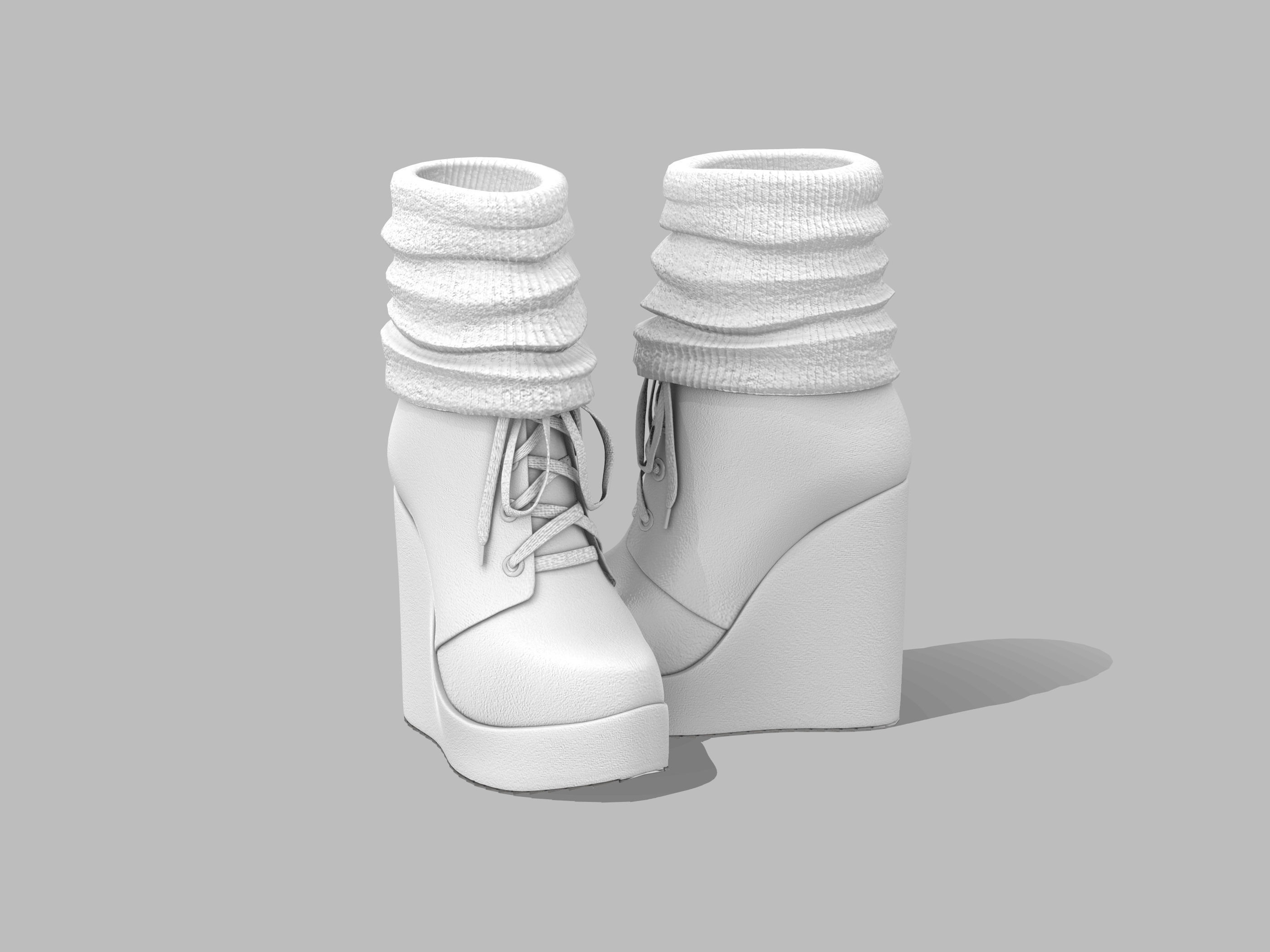 3D model Wedge Ankle Boots with Socks VR / AR / low-poly | CGTrader