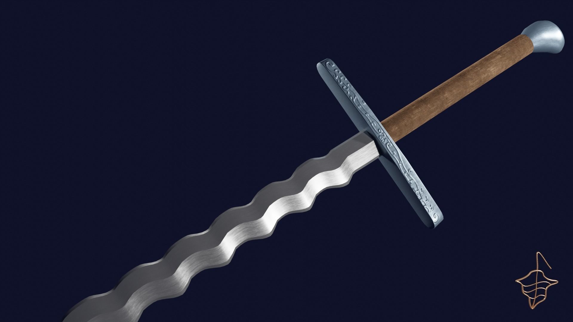 3D model Flamberge sword with Grossmesser handle VR / AR / low-poly ...