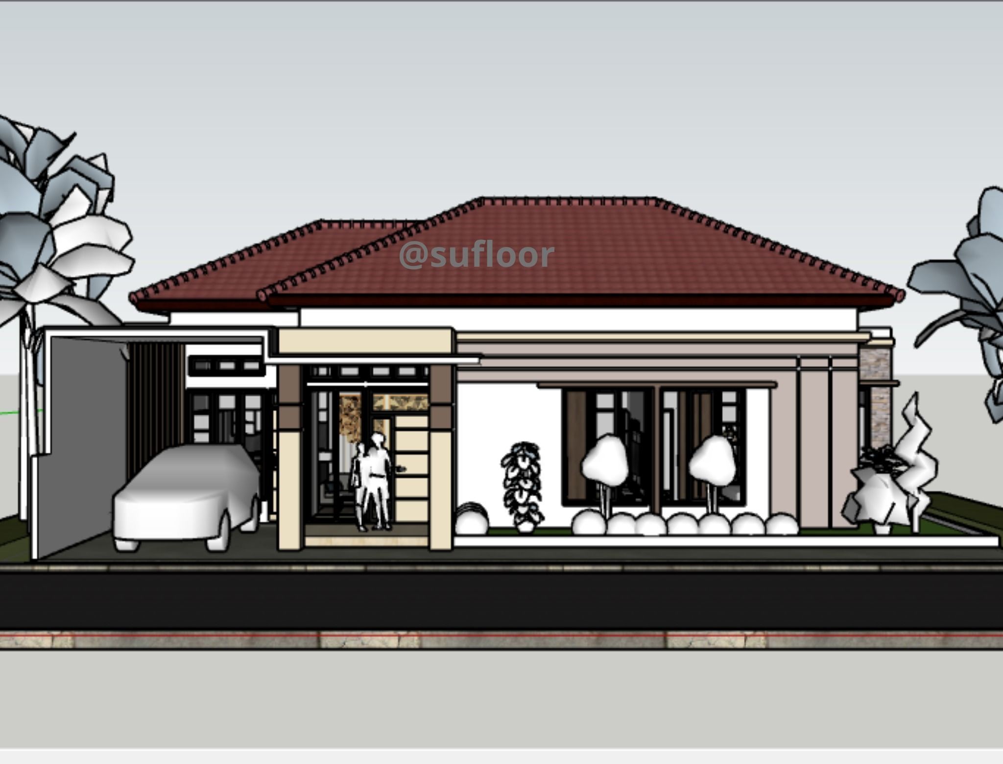 House 17x12m code 405 - Sketchup 3D model | CGTrader