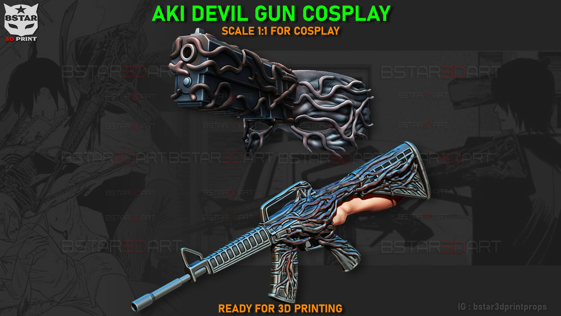 Aki Devil Gun Cosplay - Chainsawman Collection 3D printable | CGTrader