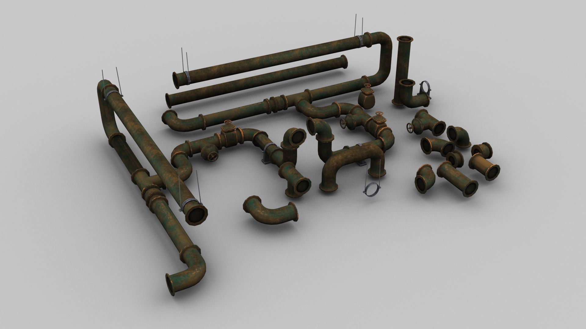 3D model Pipe Set Lowpoly VR / AR / low-poly | CGTrader