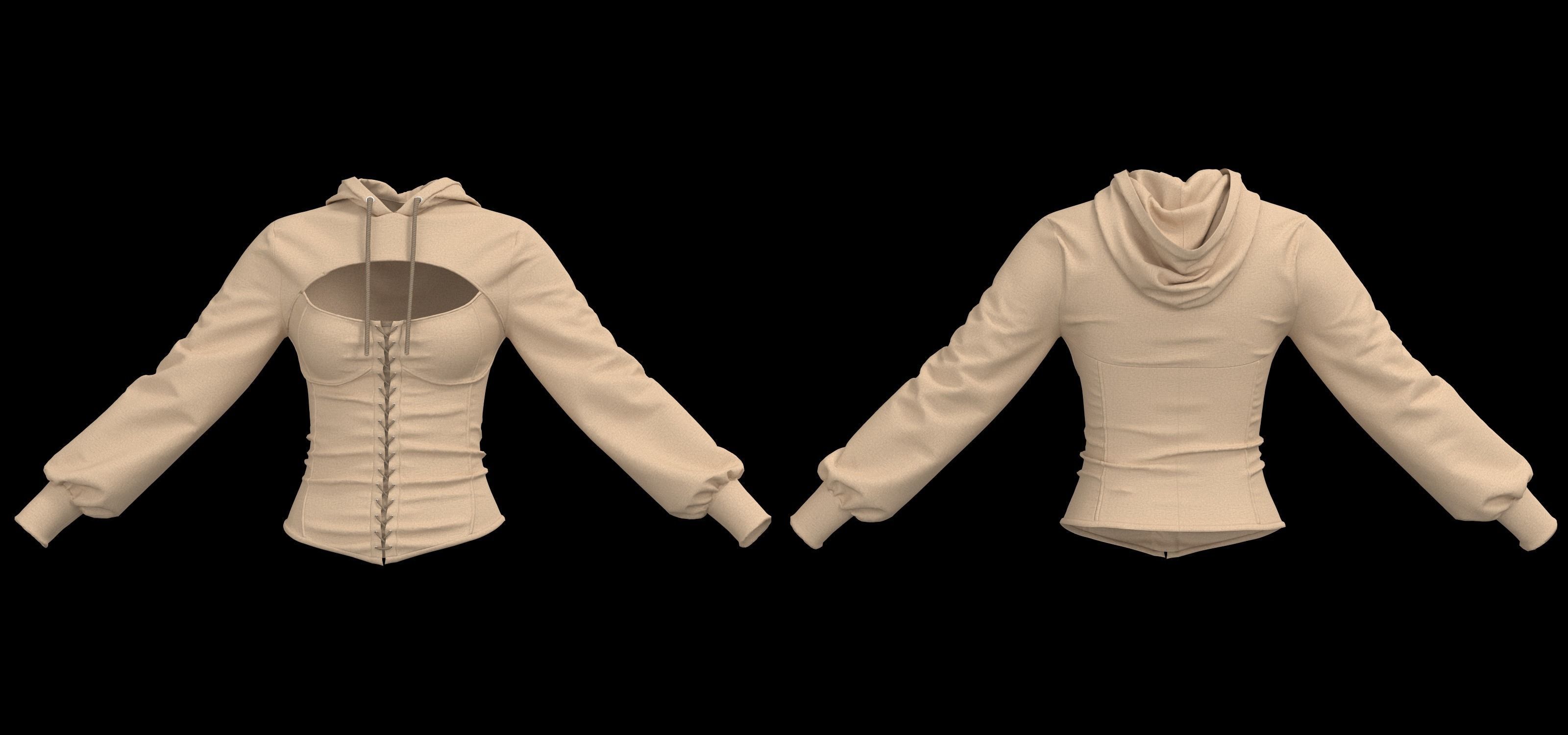 5 Womens Hoodie 3D model | CGTrader