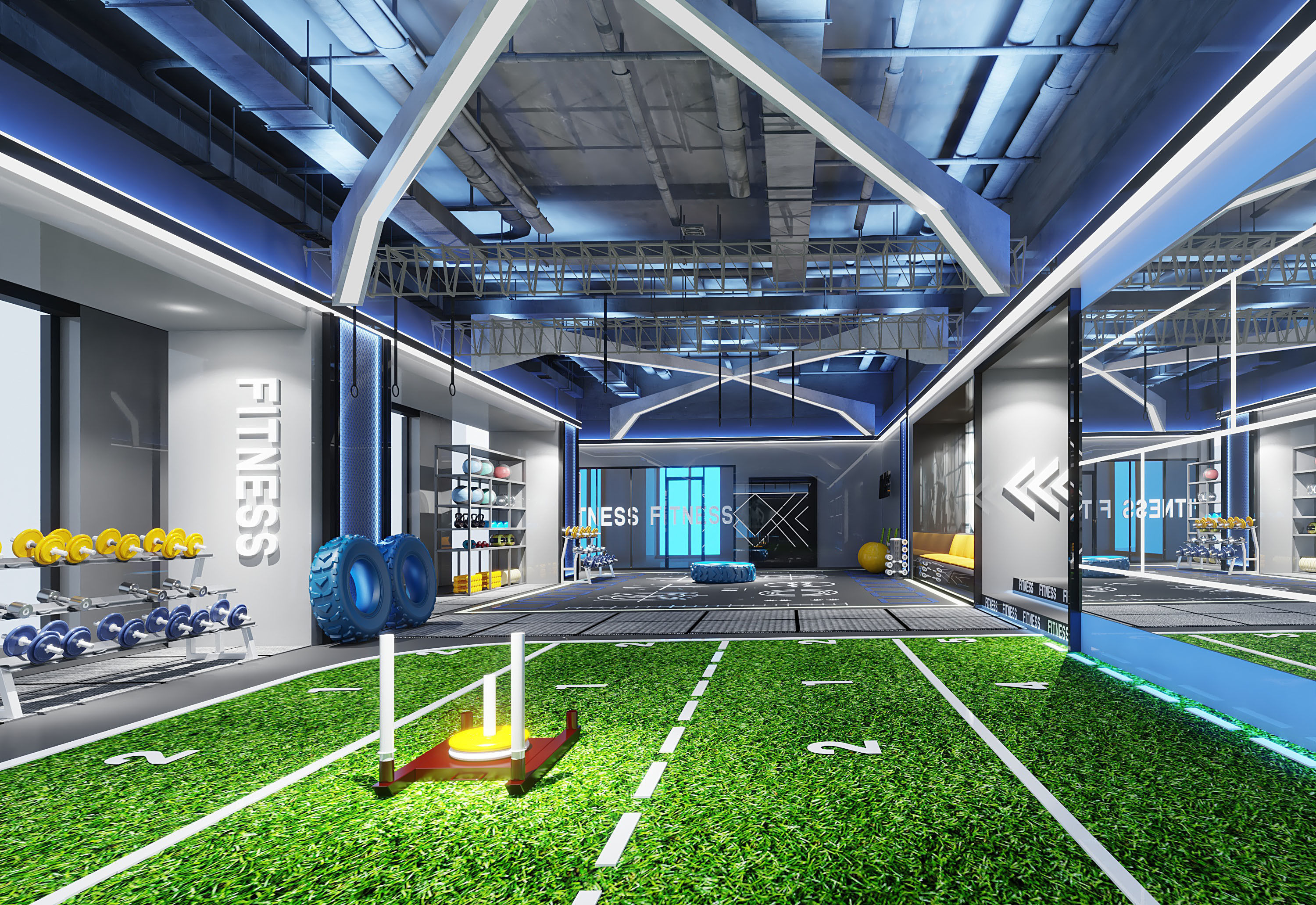 gymnasium gym with exercise machines 3D model 3D model | CGTrader