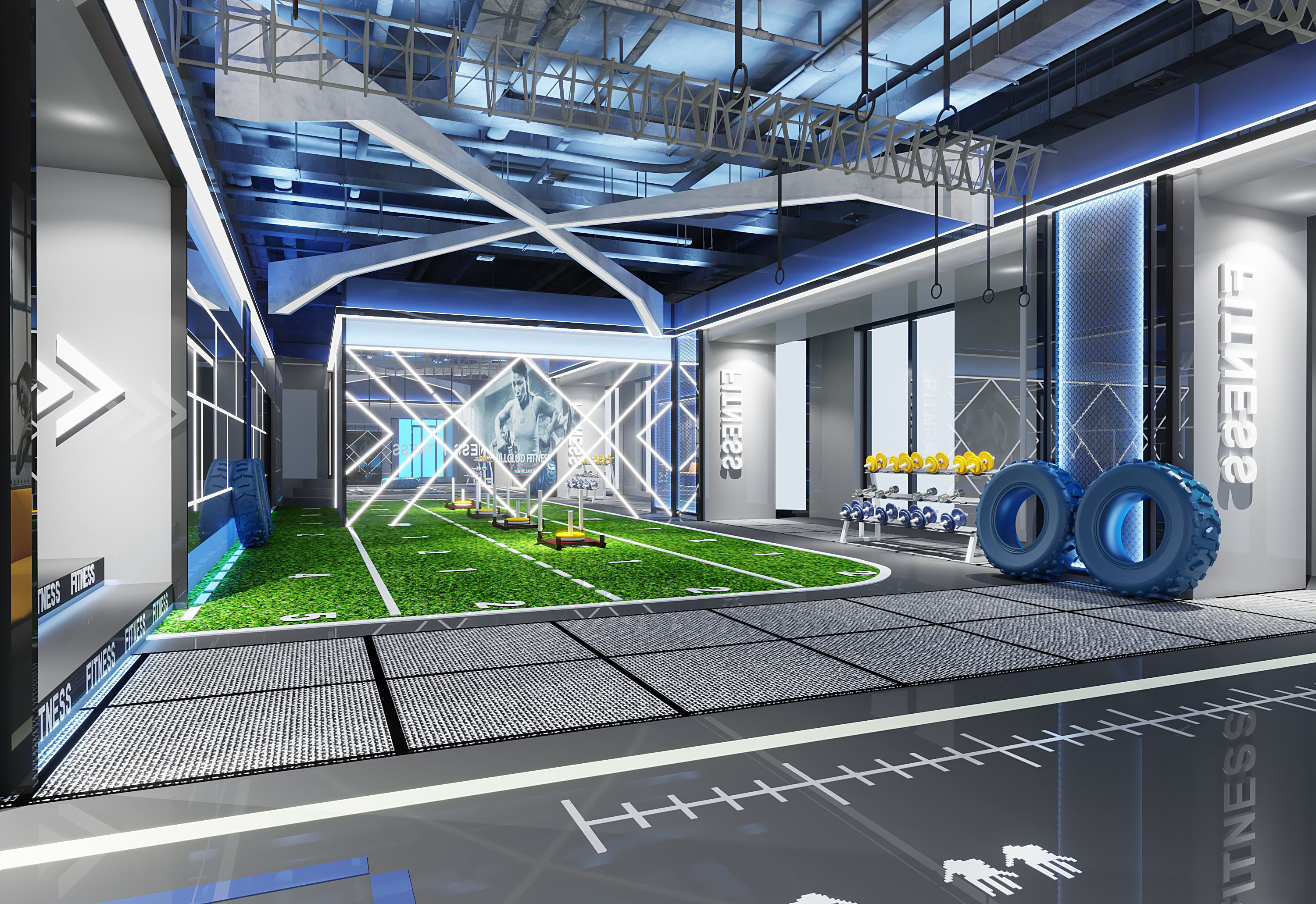 gymnasium gym with exercise machines 3D model 3D model | CGTrader