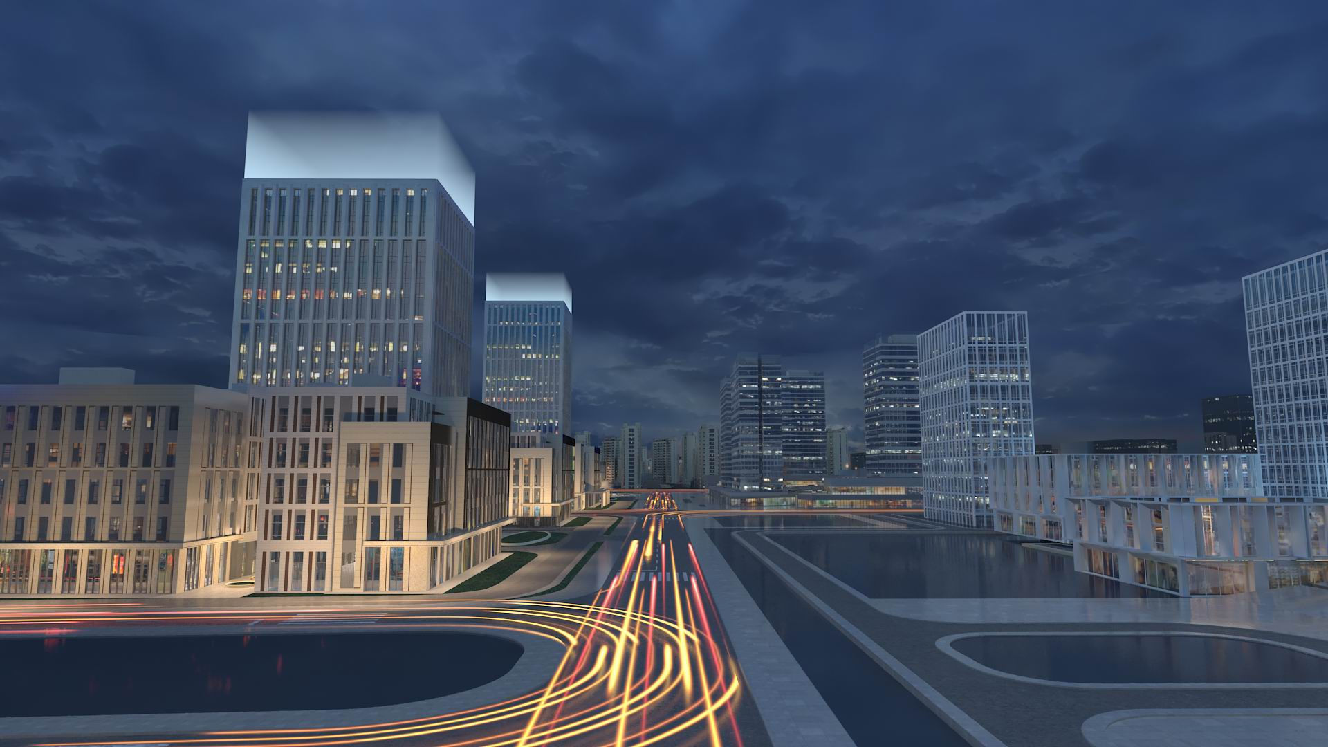 Urban Planning Night Scene Animation 3D model animated | CGTrader