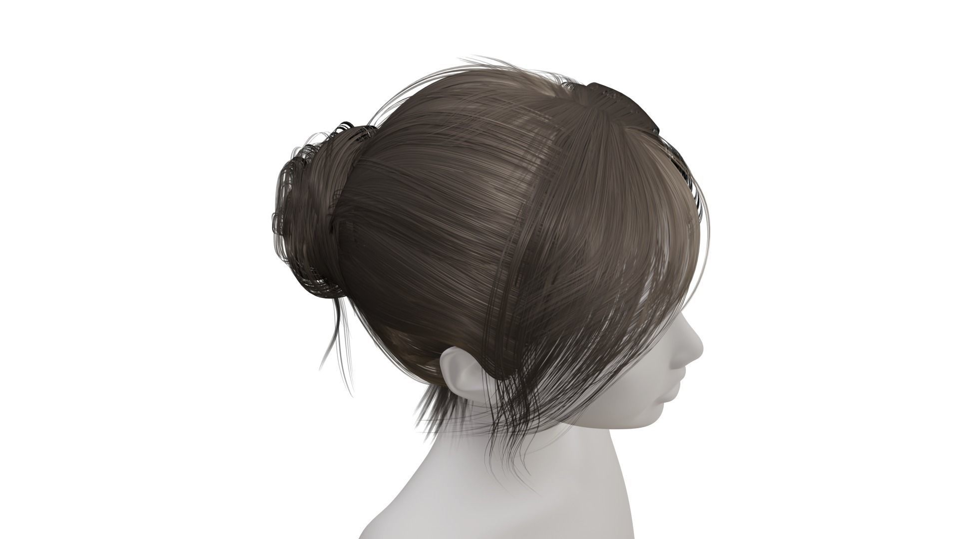 3D model Realistic Woman Bun Hair Style VR / AR / low-poly | CGTrader