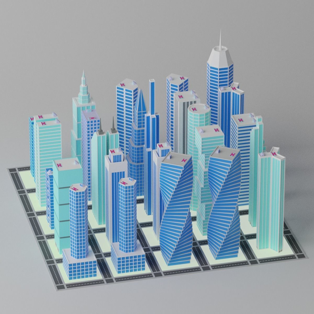 Cartoon City Buildings Pack 3D model | CGTrader