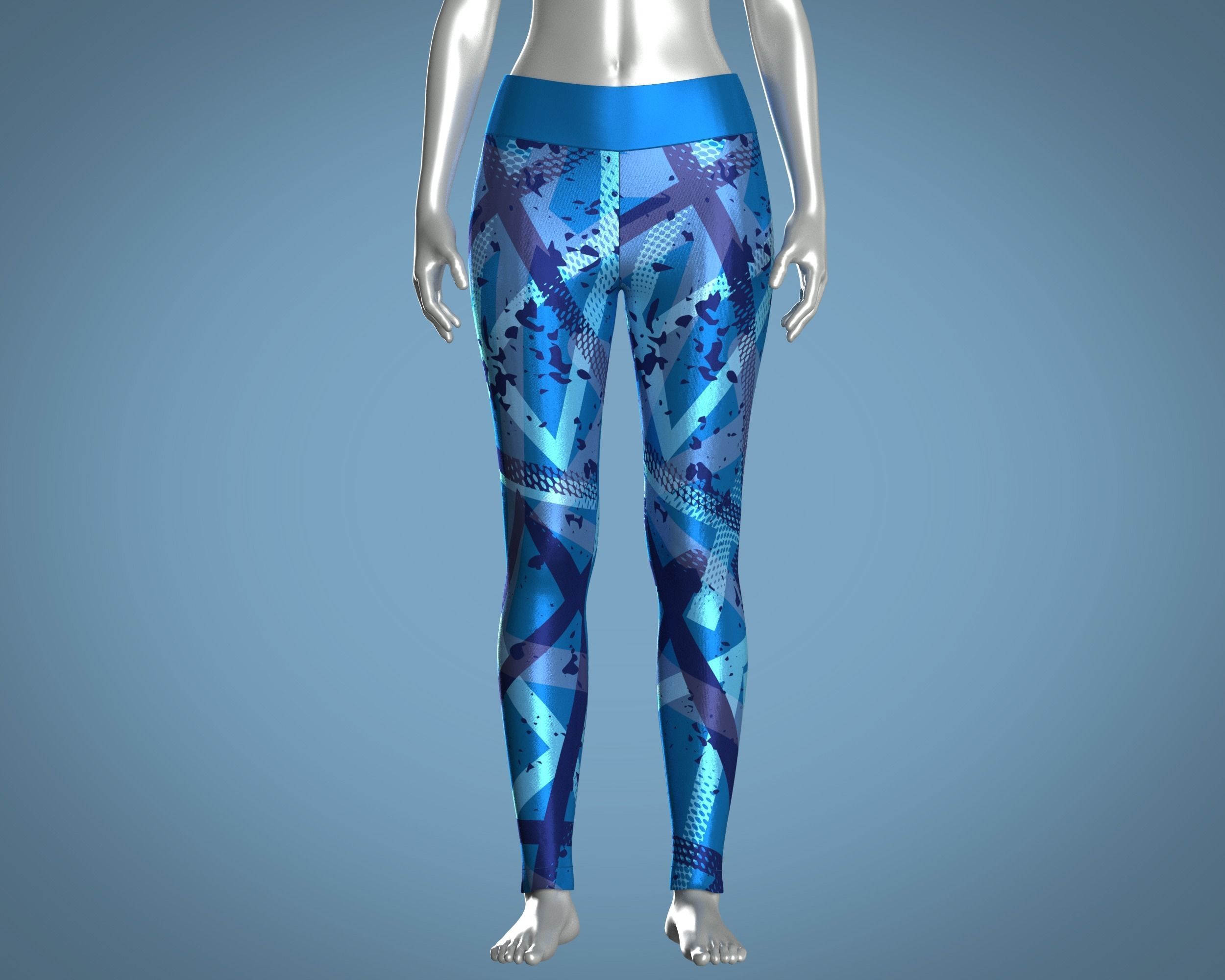 Girls Sports Leggings-Blue Print 3D model | CGTrader