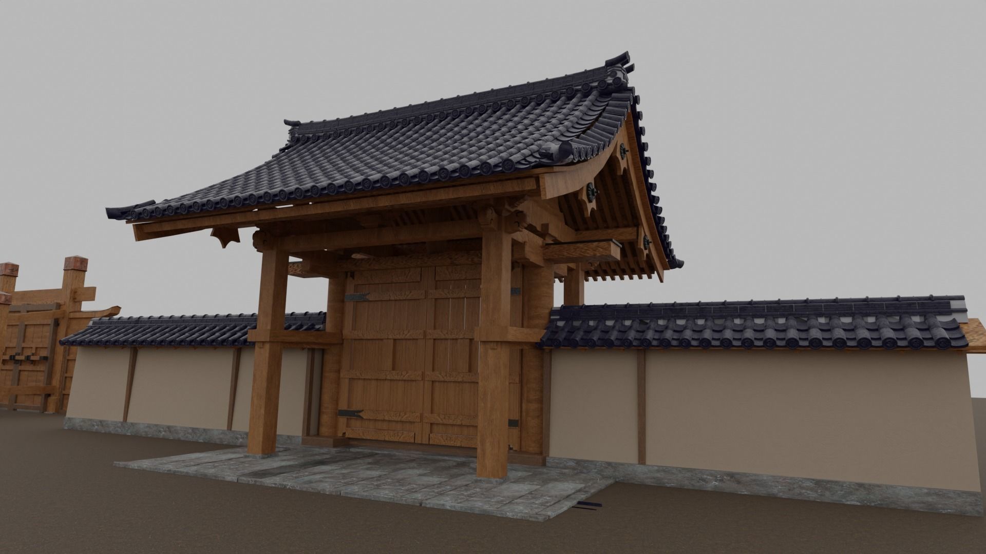 10 types of Japanese traditional style gates and fences 3D model | CGTrader