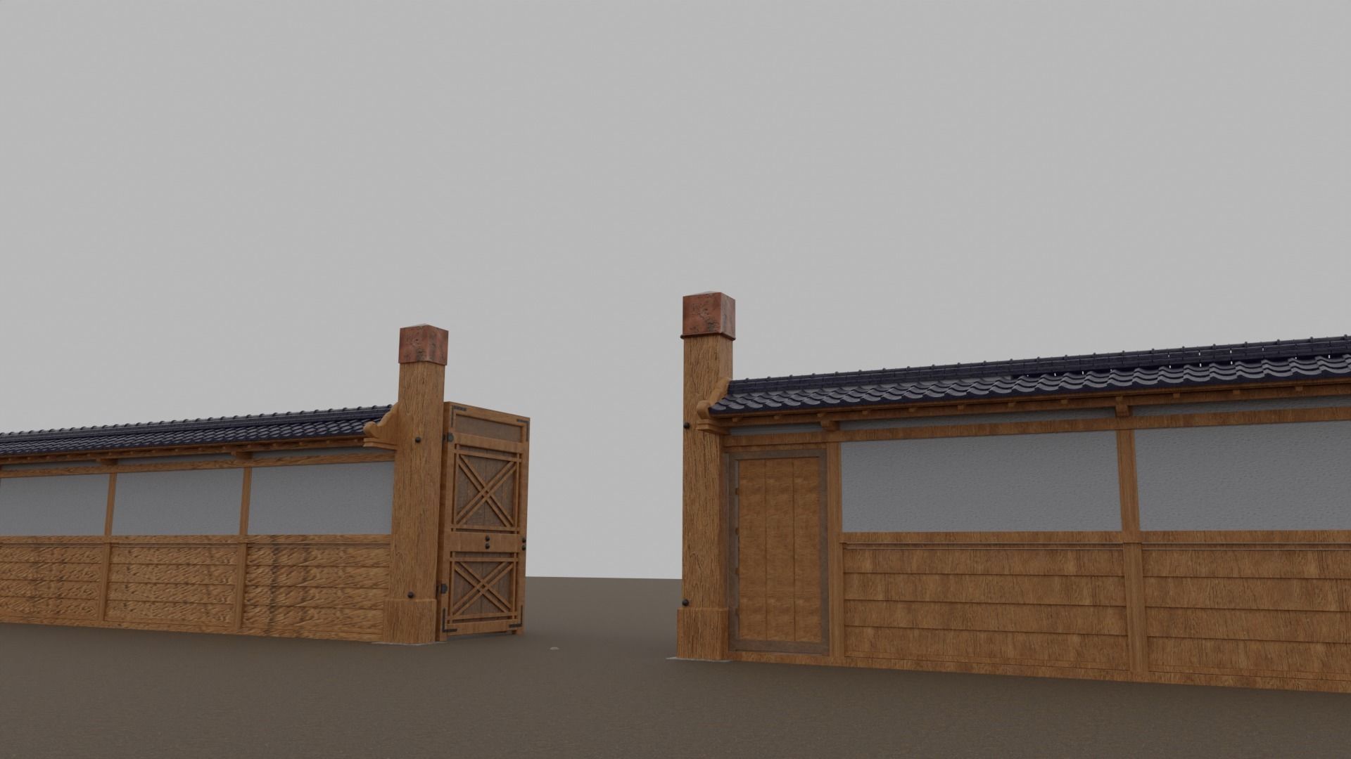 10 types of Japanese traditional style gates and fences 3D model | CGTrader