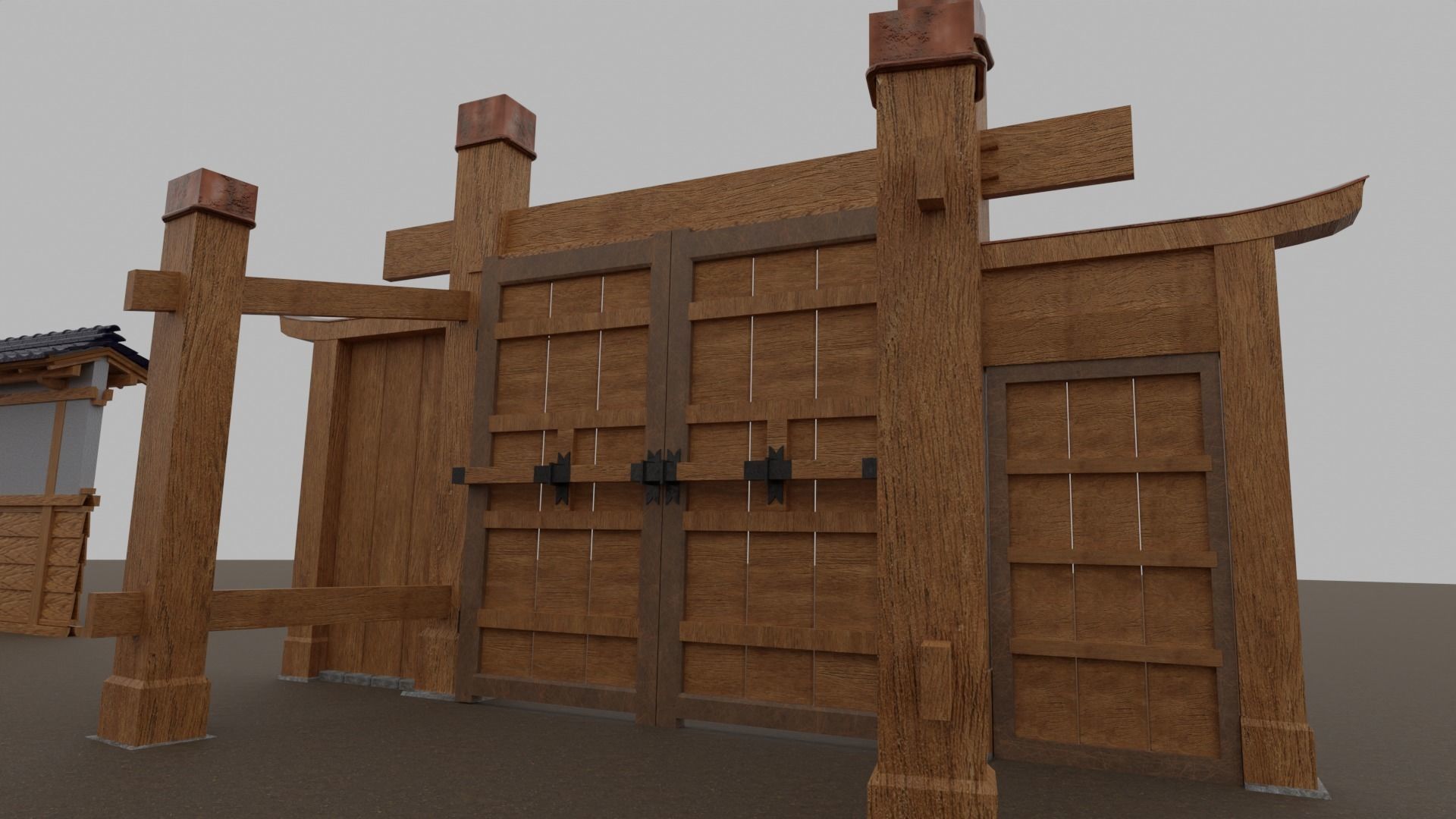 10 types of Japanese traditional style gates and fences 3D model | CGTrader