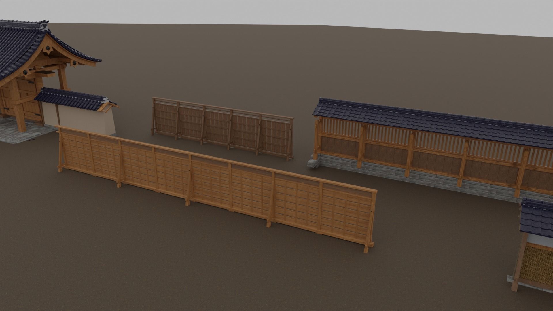 10 types of Japanese traditional style gates and fences 3D model | CGTrader