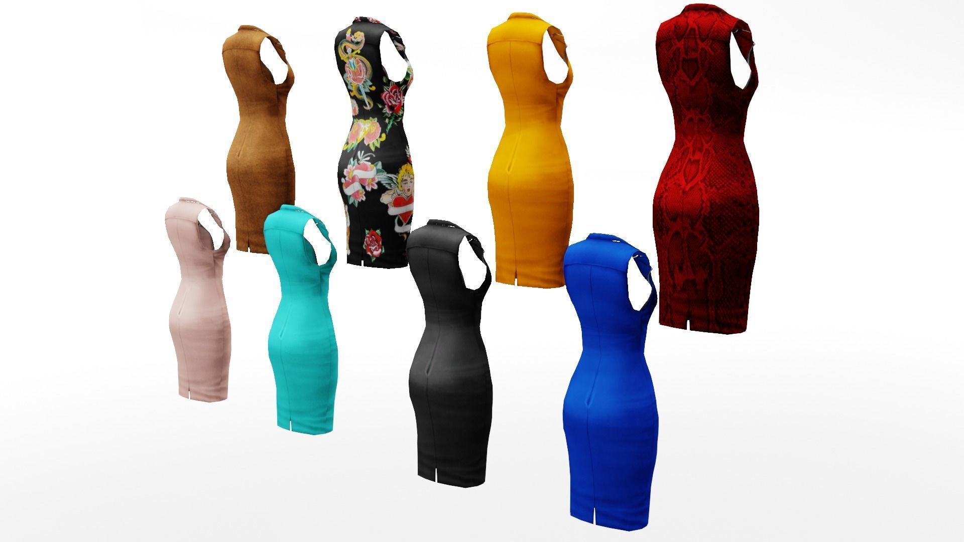 Stylized Female Angelique dresses 3D model rigged | CGTrader