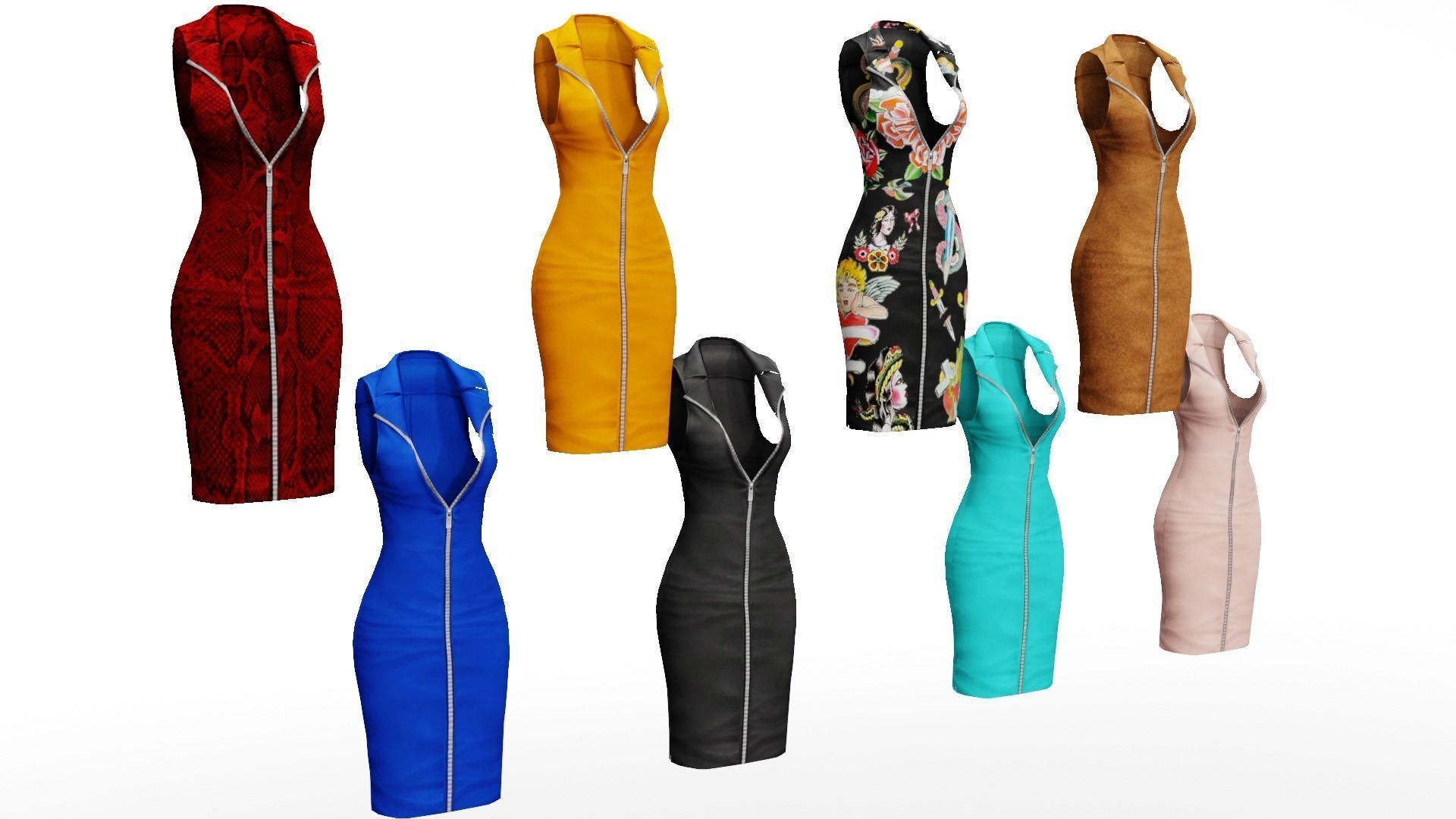 Stylized Female Angelique dresses 3D model rigged | CGTrader