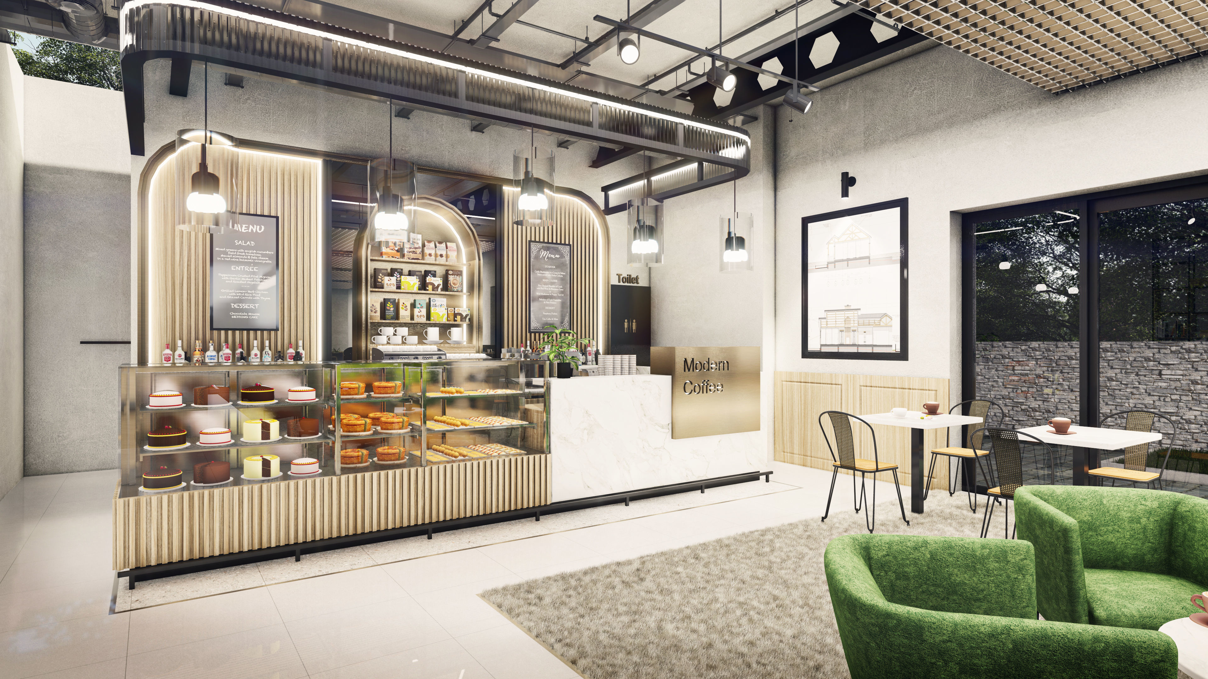 Modern Coffee Shop Interior - 2D drawing A1 size 3D model | CGTrader