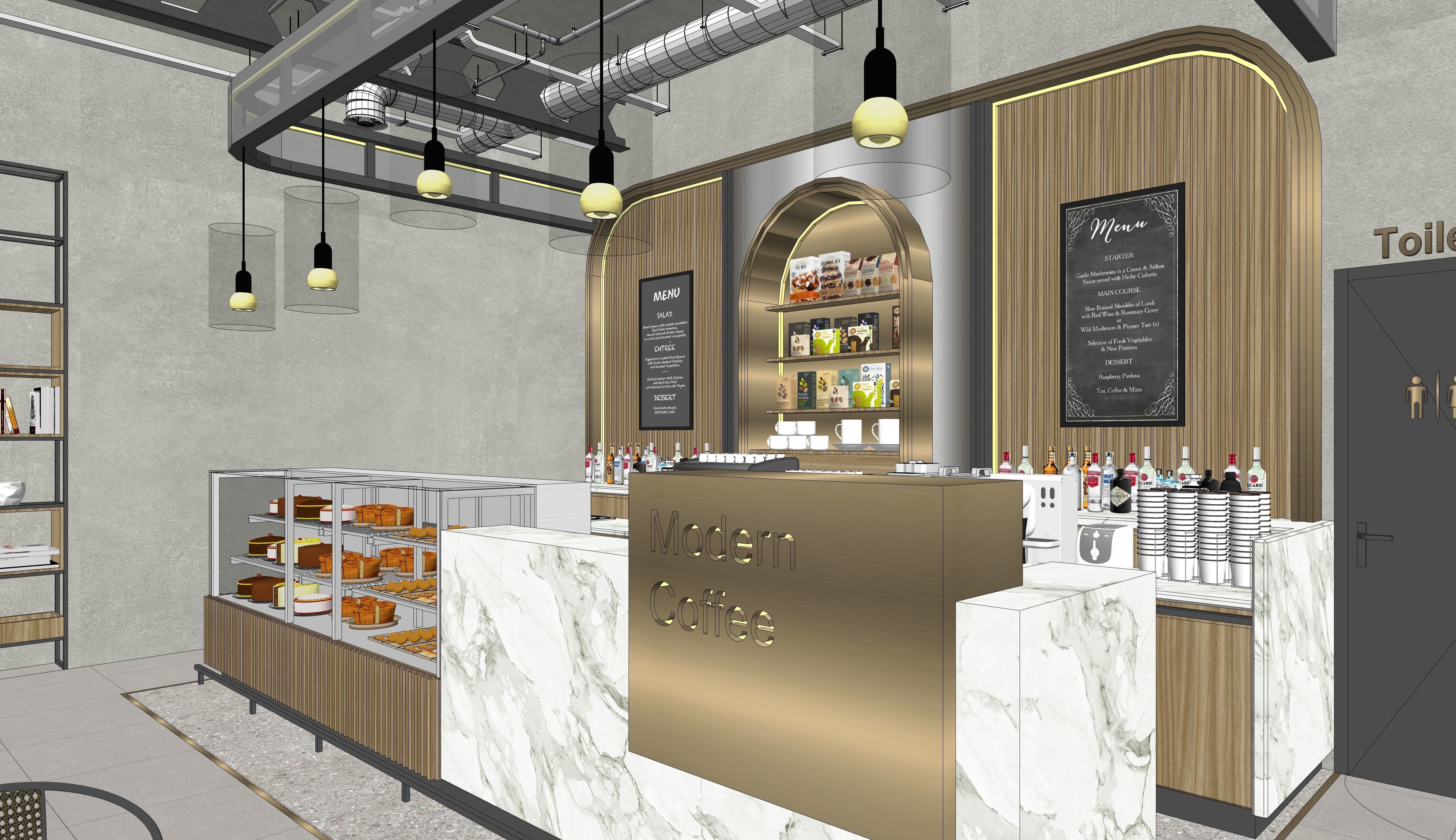 Modern Coffee Shop Interior - 2D drawing A1 size 3D model | CGTrader