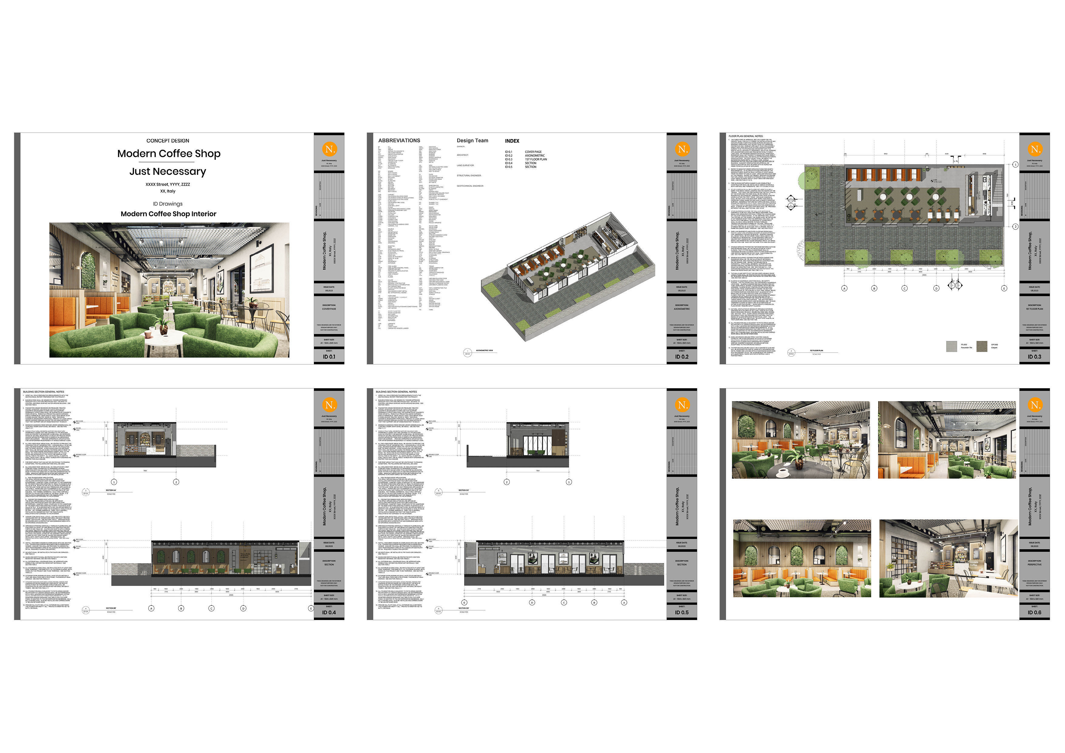 Modern Coffee Shop Interior - 2D drawing A1 size 3D model | CGTrader