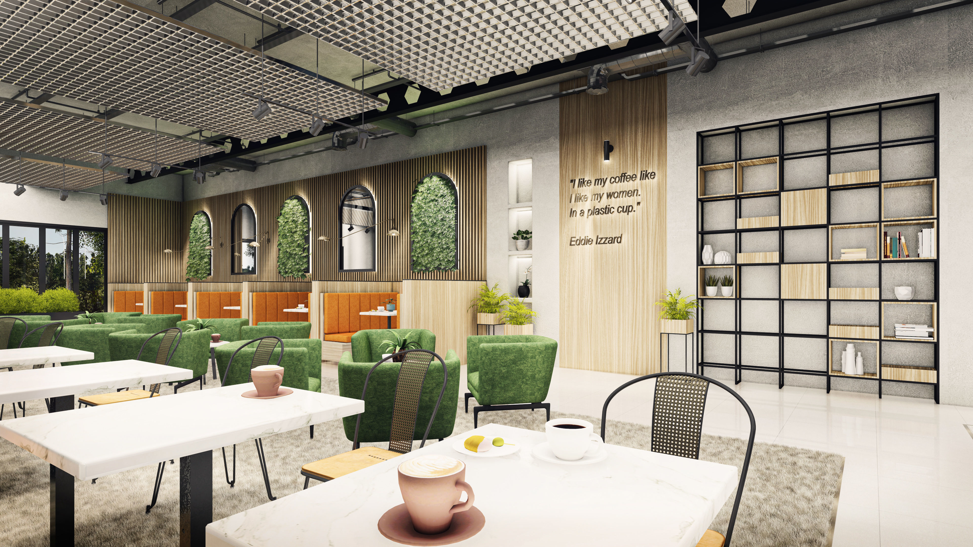 Modern Coffee Shop Interior - 2D drawing A1 size 3D model | CGTrader